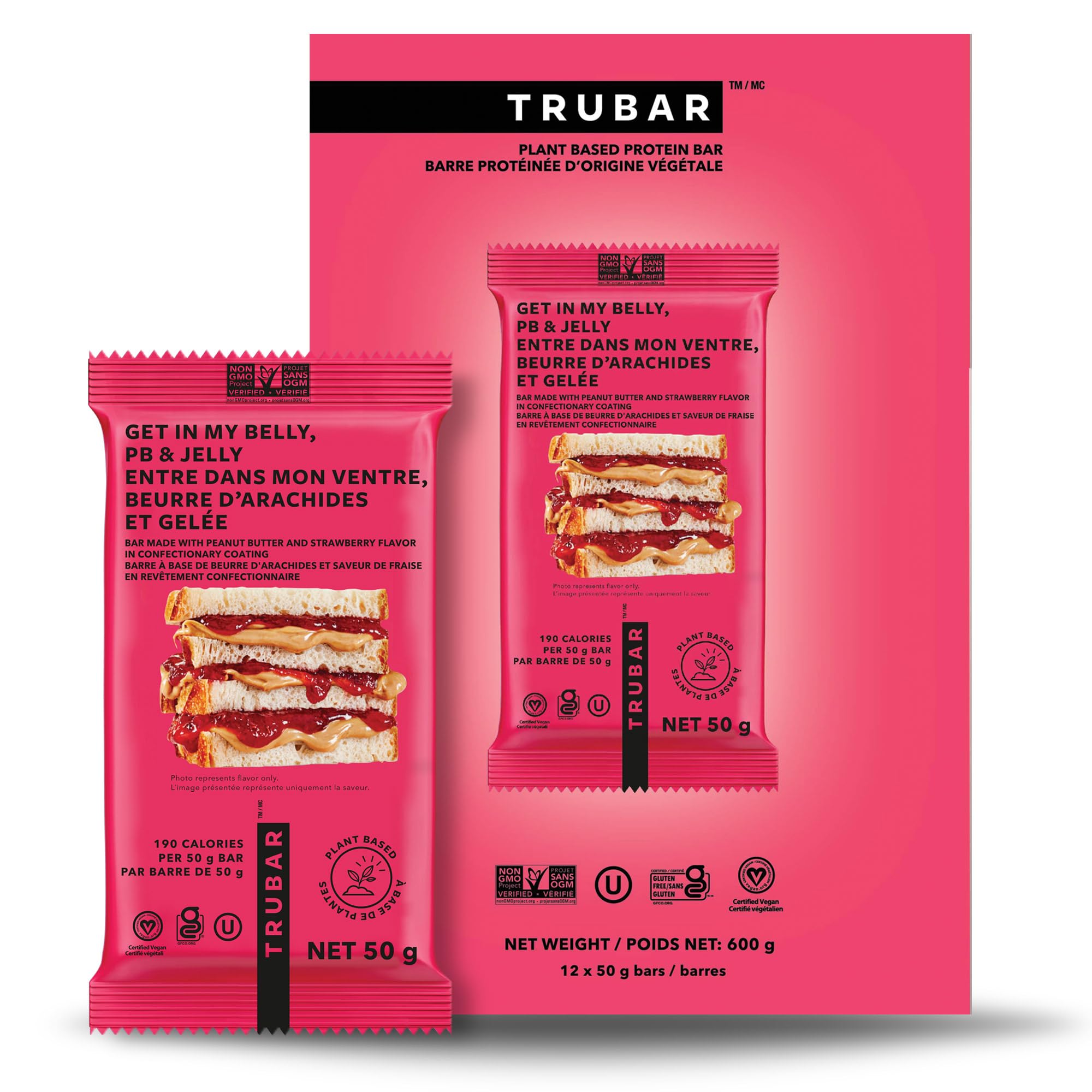 TRUBAR Vegan Protein Bar, Get In My Belly Pb & Jelly, Gluten Free ...