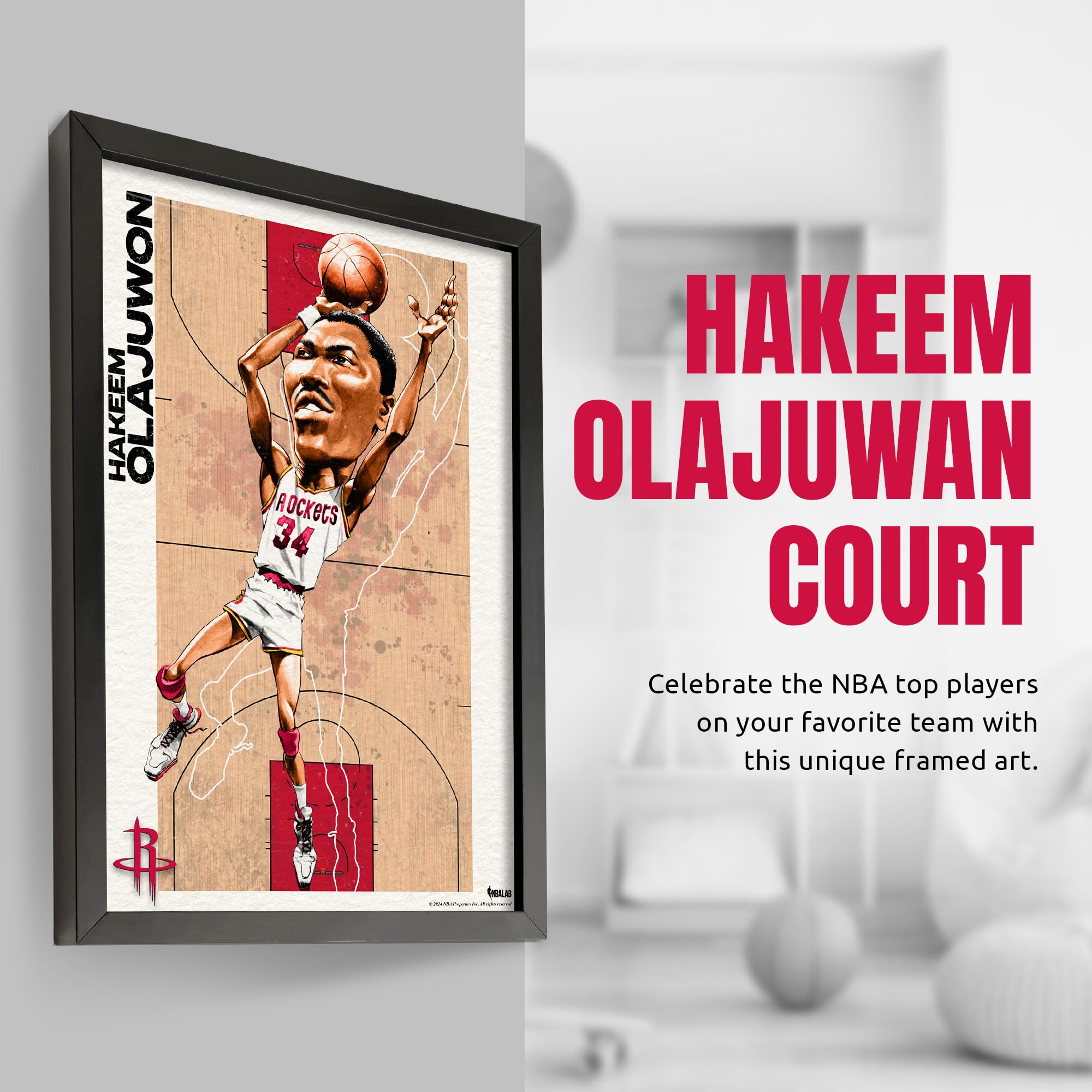 Houston Rockets Caricature Hakeem Olajuwon Houston Rockets Mitchell