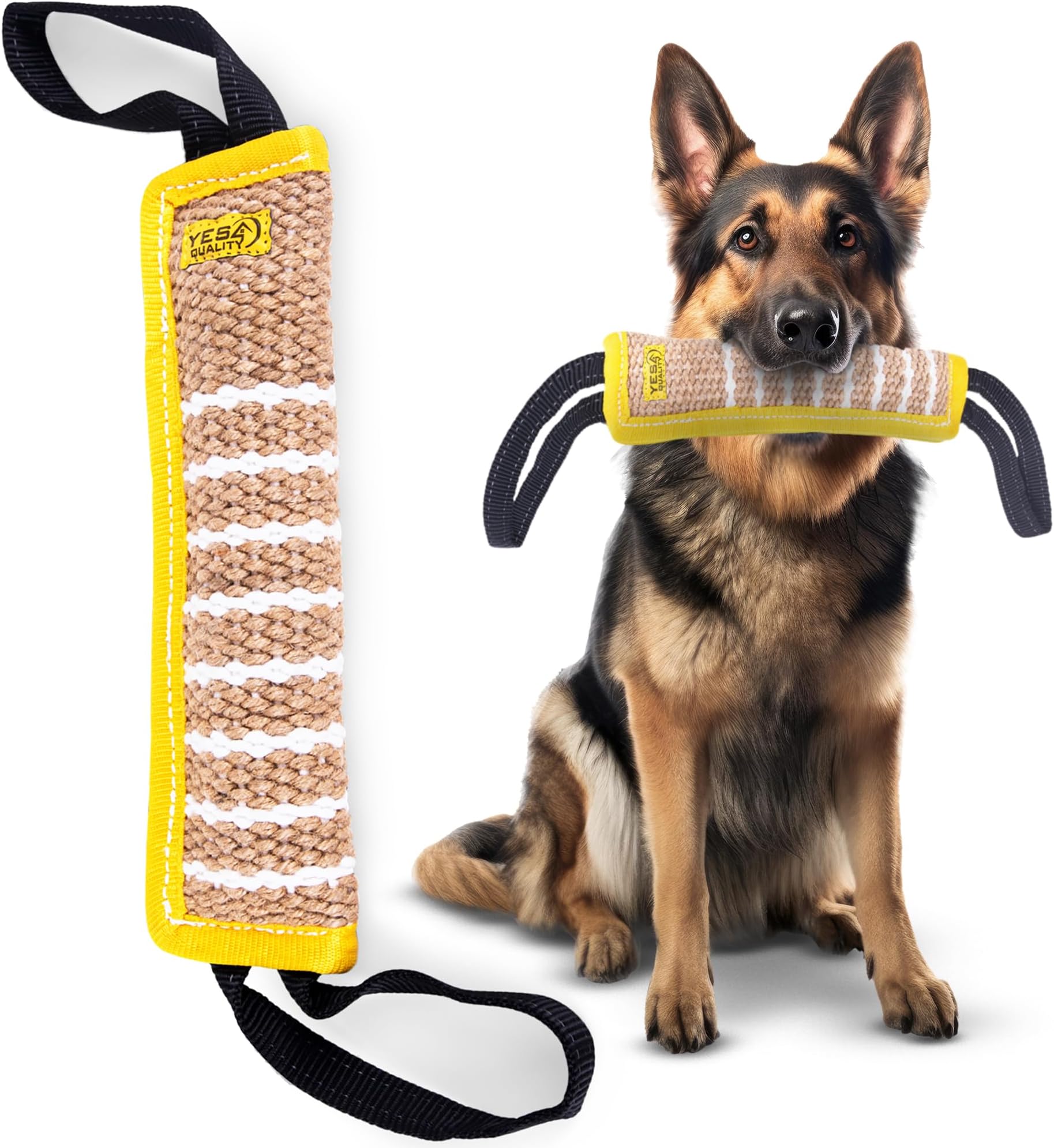 YES4QUALITY Dog Bite Tug Toy - 30x8 cm, Yellow - Durable Pull Toy with ...
