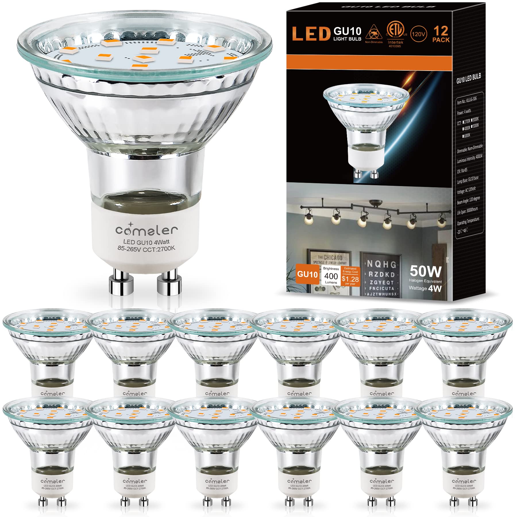 Snapklik.com : Comzler GU10 LED Bulb, 2700K Soft White, 50W Halogen ...
