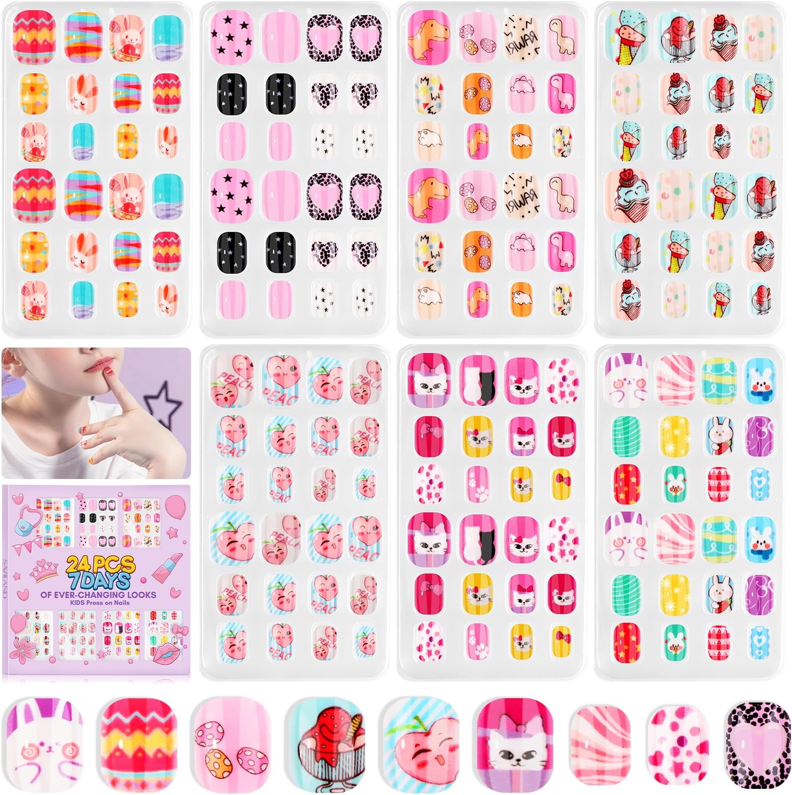 Amazon.com: Saviland Press on Nails for Kids 7-day Styling: 168PCS Kids ...