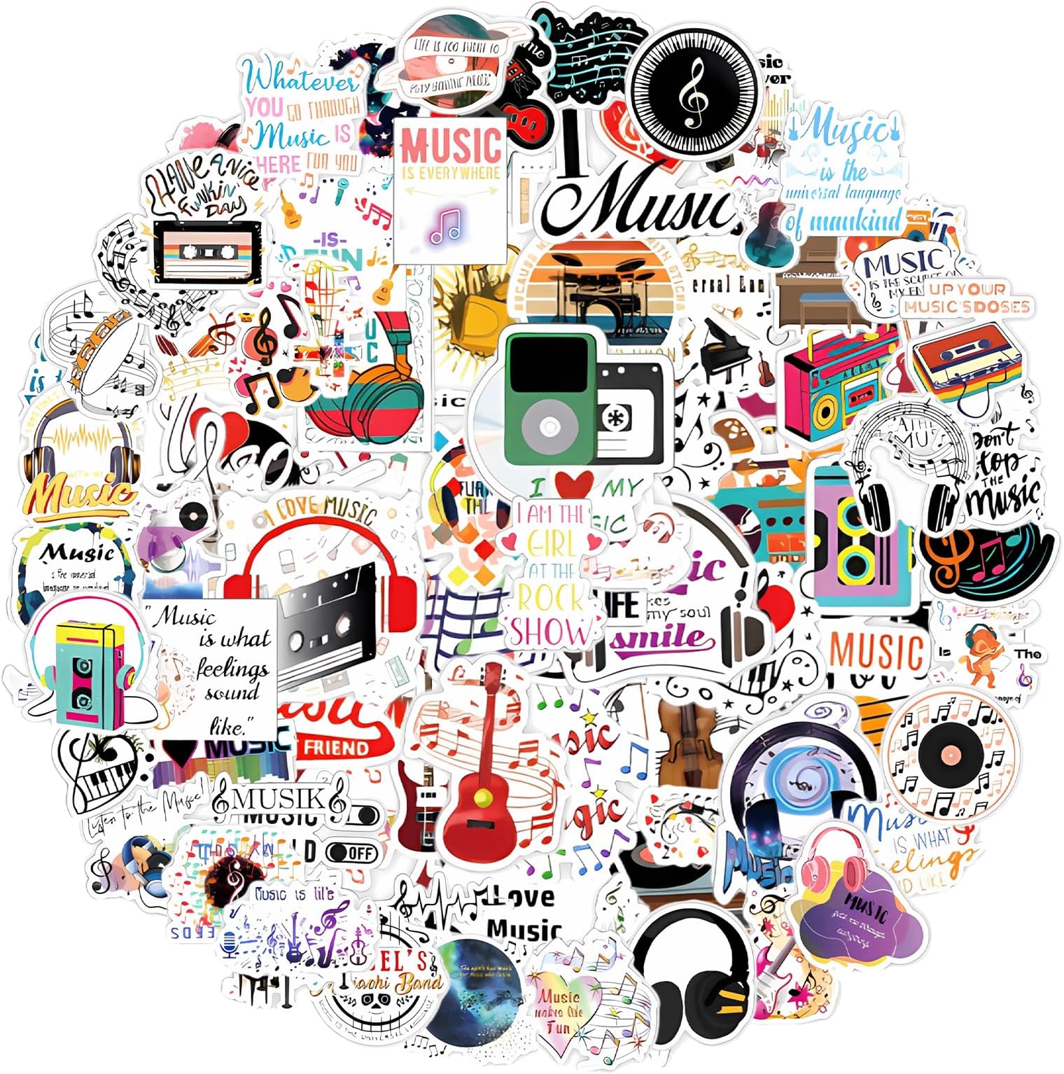 GROBRO7 Music Stickers Roll Set - 1000Pcs 2 Roll Musical Note Self ...