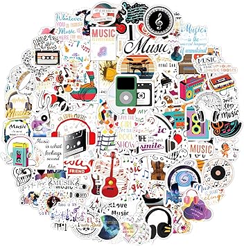Amazon.com: Bewudy 100 Pcs Music Stickers Guitar Stickers, Funny Music ...