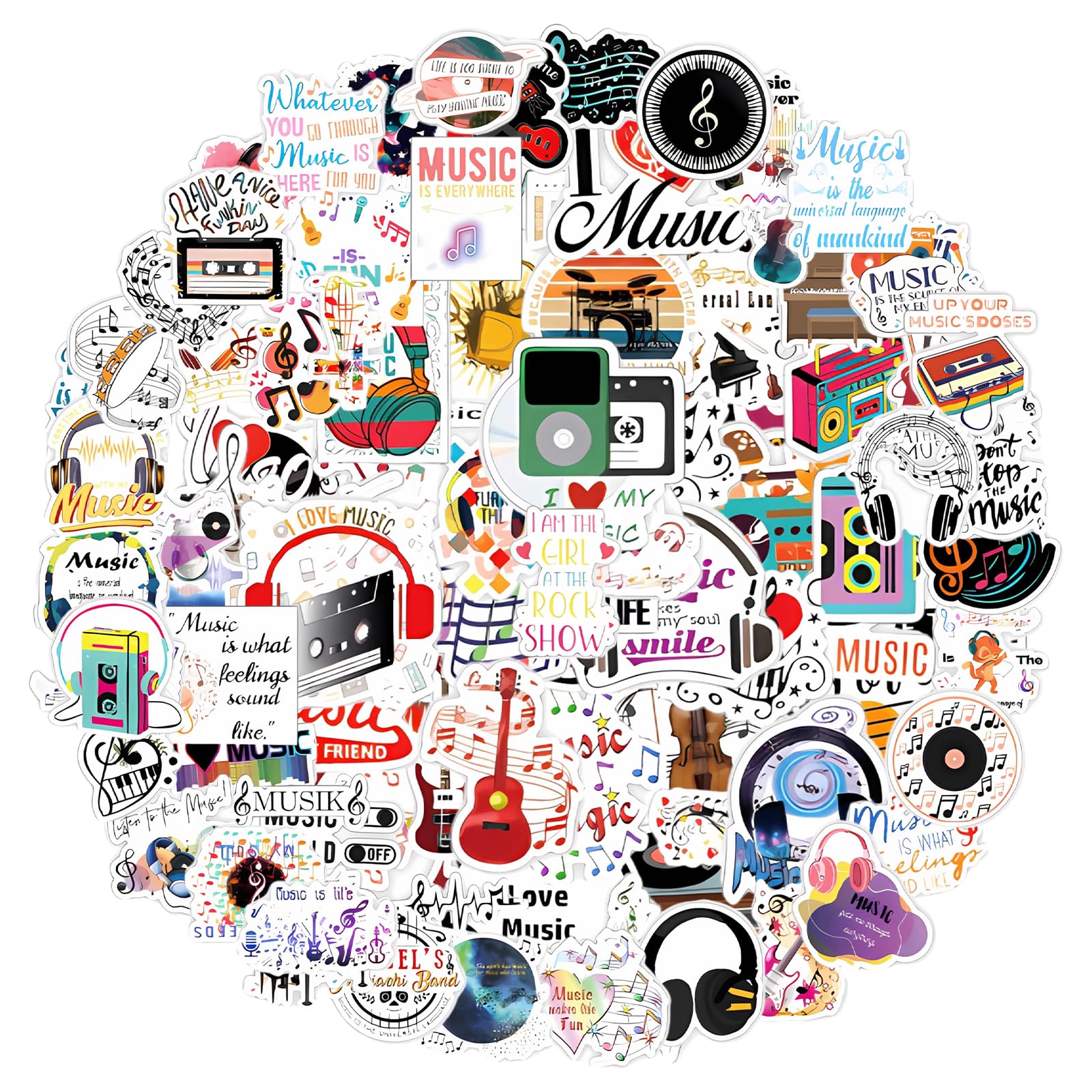 Amazon.com: Bewudy 100 Pcs Music Stickers Guitar Stickers, Funny Music ...