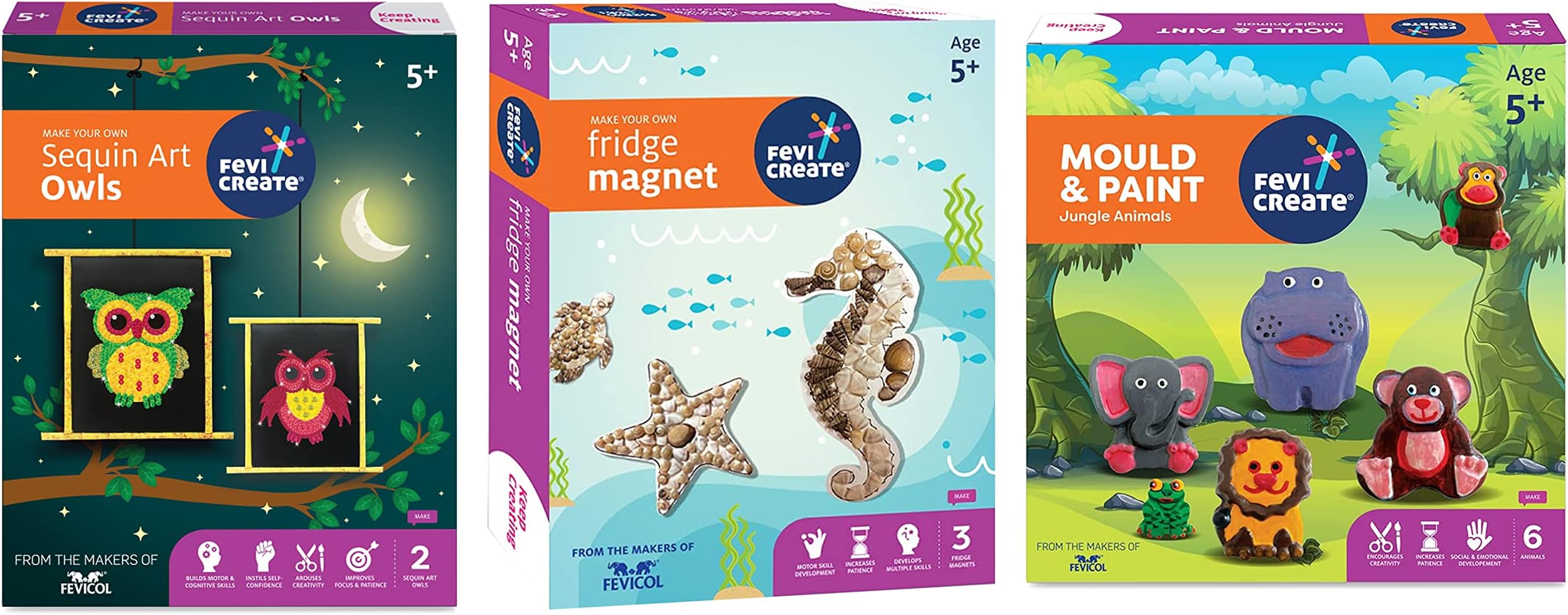 Pidilite Fevicreate DIY Mould and Paint Jungle Animals Craft Kit Kit ...