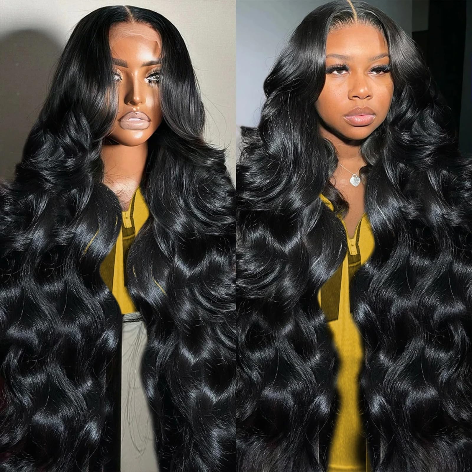 Amazon.com : Generic Transparent Lace Frontal Body Wave Wigs Human Hair ...