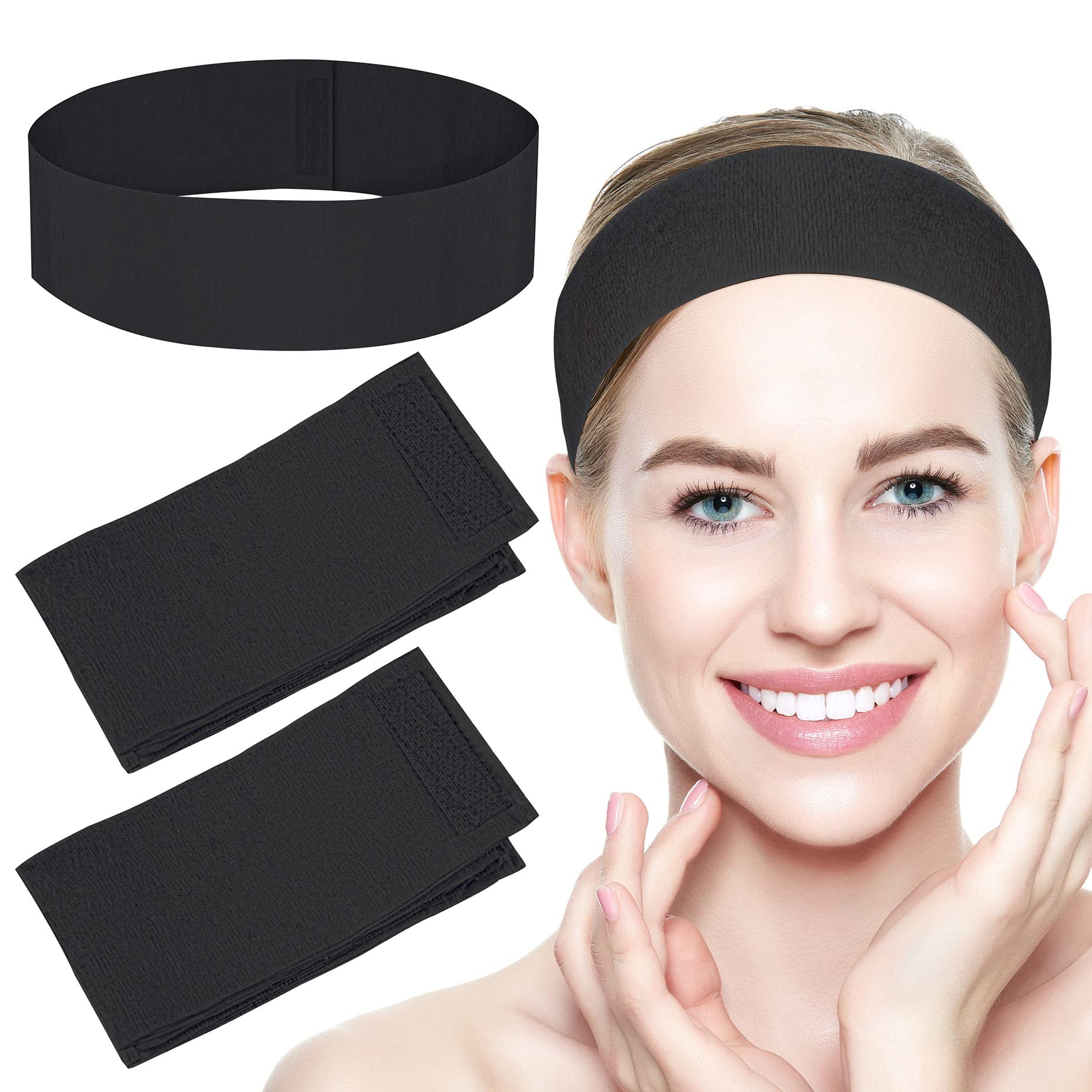Amazon.com : Framendino, 100 Pack Black Disposable SPA Headband Non ...
