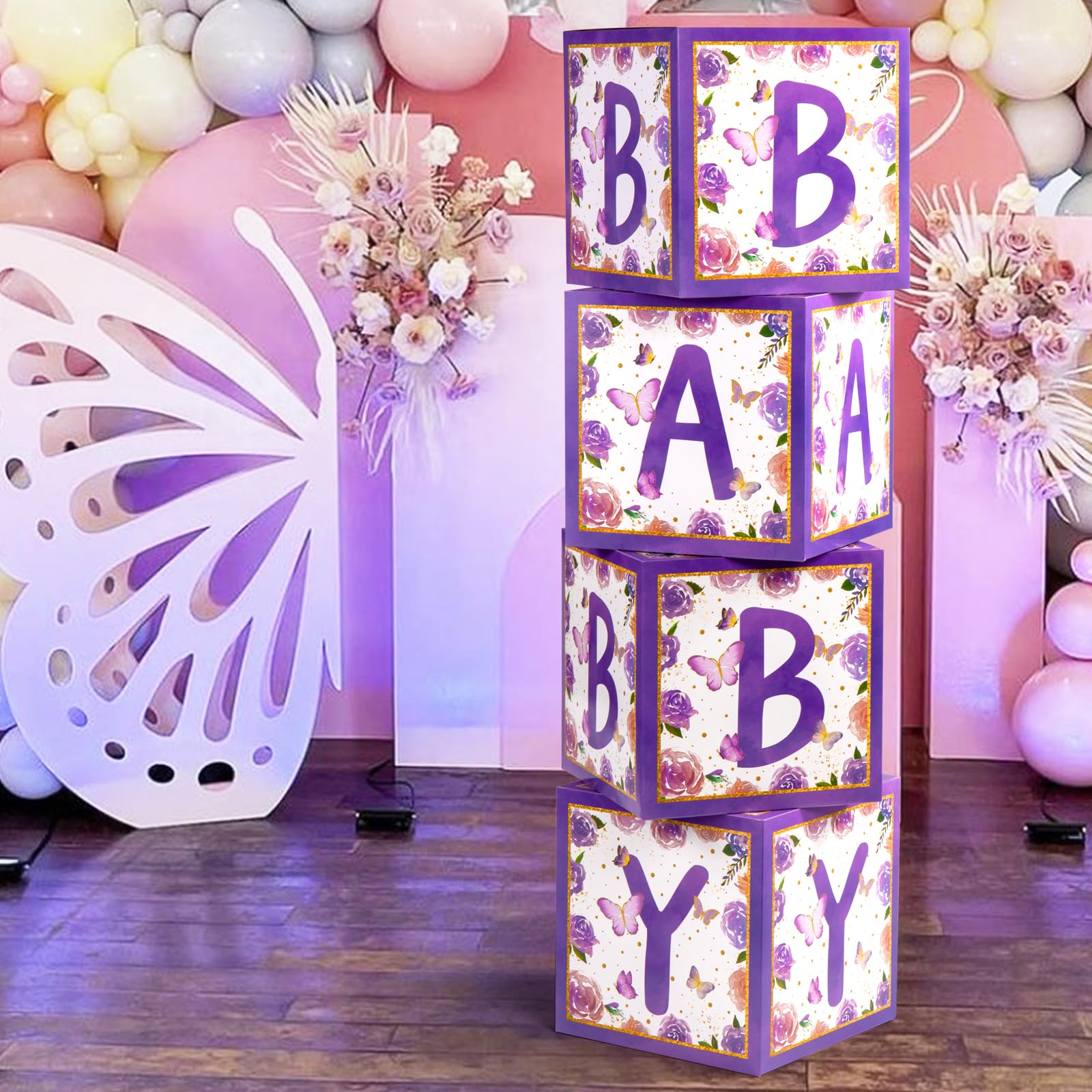 Baby Boxes with Letters for Baby Shower, Baby Shower Decorations with 4 ...