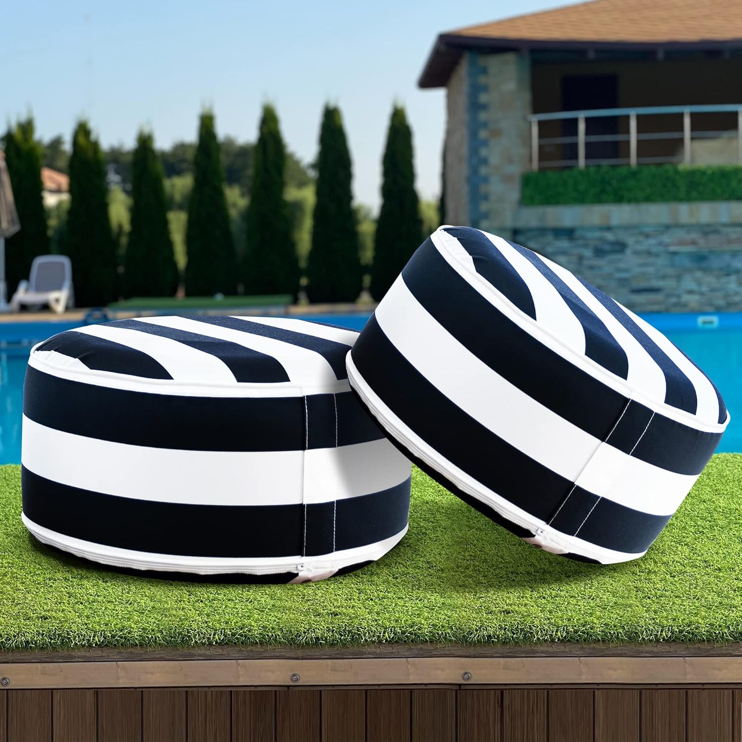 Amazon.com: LUE BONA Inflatable Ottoman with Handle Bag 2PCs, Navy Blue ...