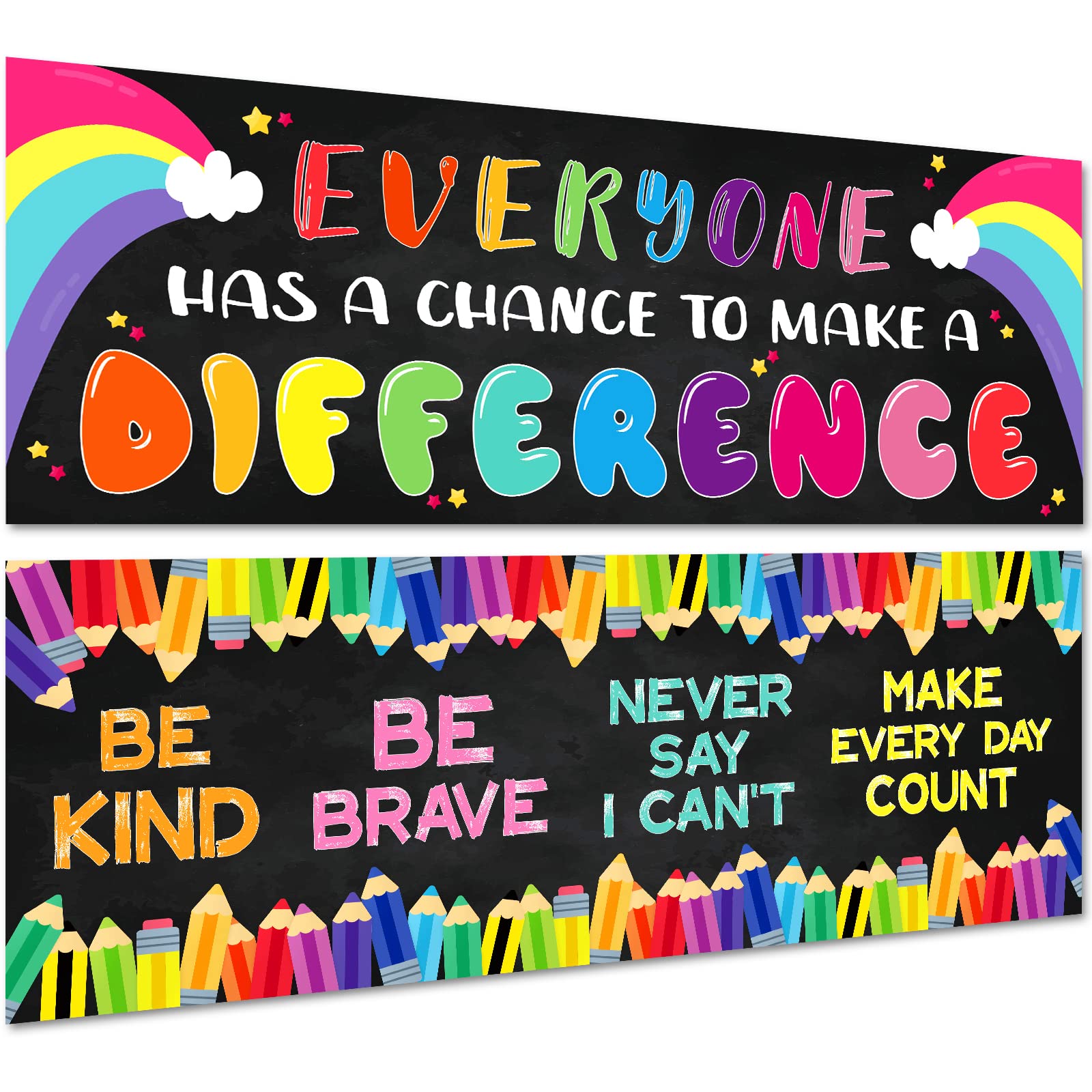 2 Pack Motivational Classroom Decorations Banner Posters For Teachers ...