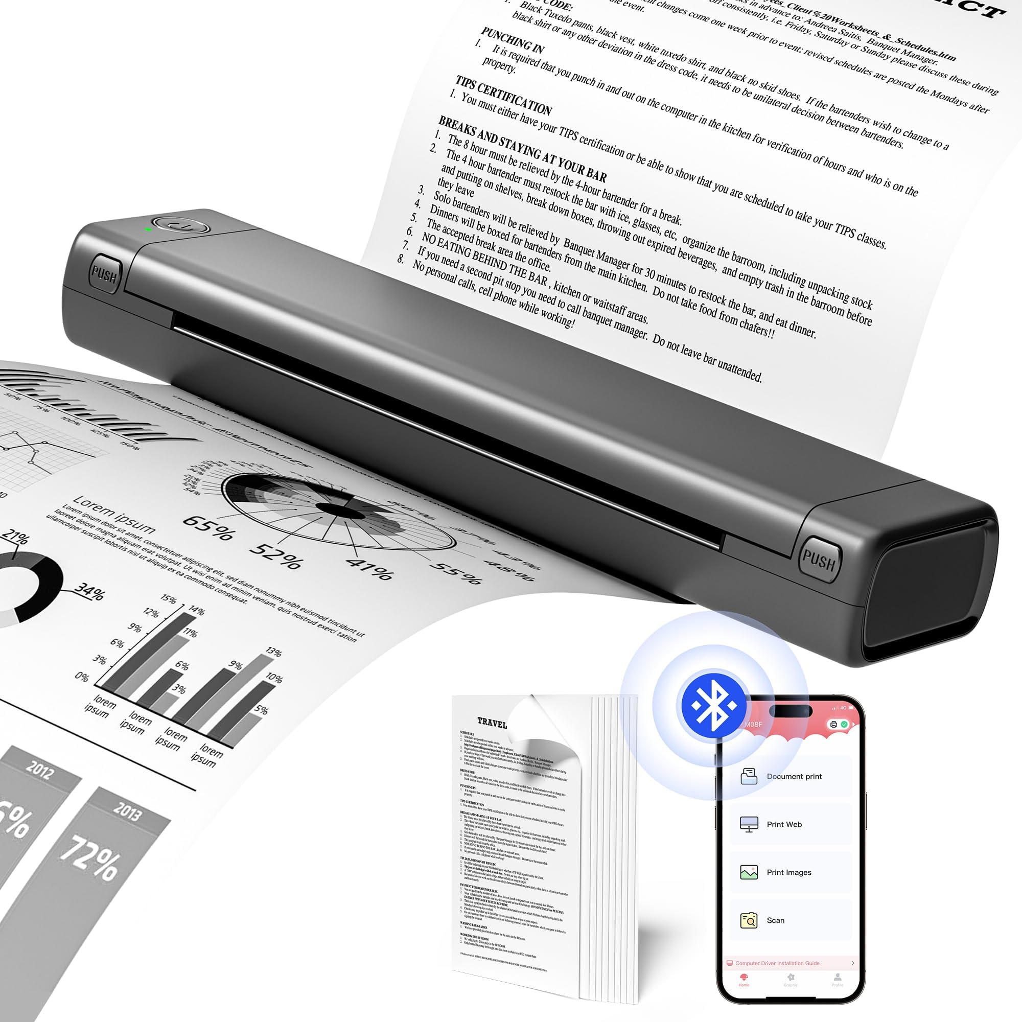 Amazon.com : Gloryang PD-A4 Portable Printer Kit Include Carry Case & 8.5X11 Inch US Letter Size ...