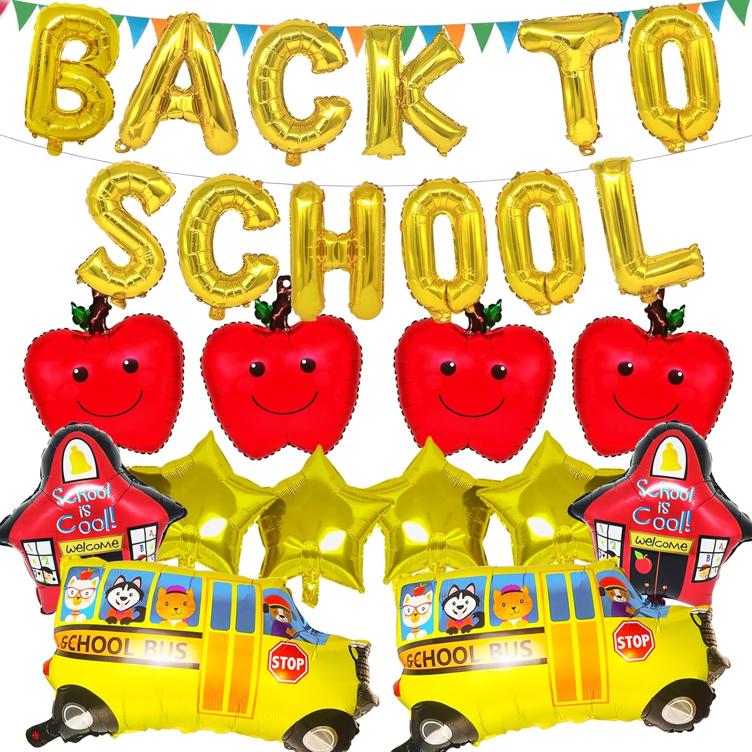 Amazon.com: HealthSTEC 24 Pcs Back to School Balloons Set School Bus ...