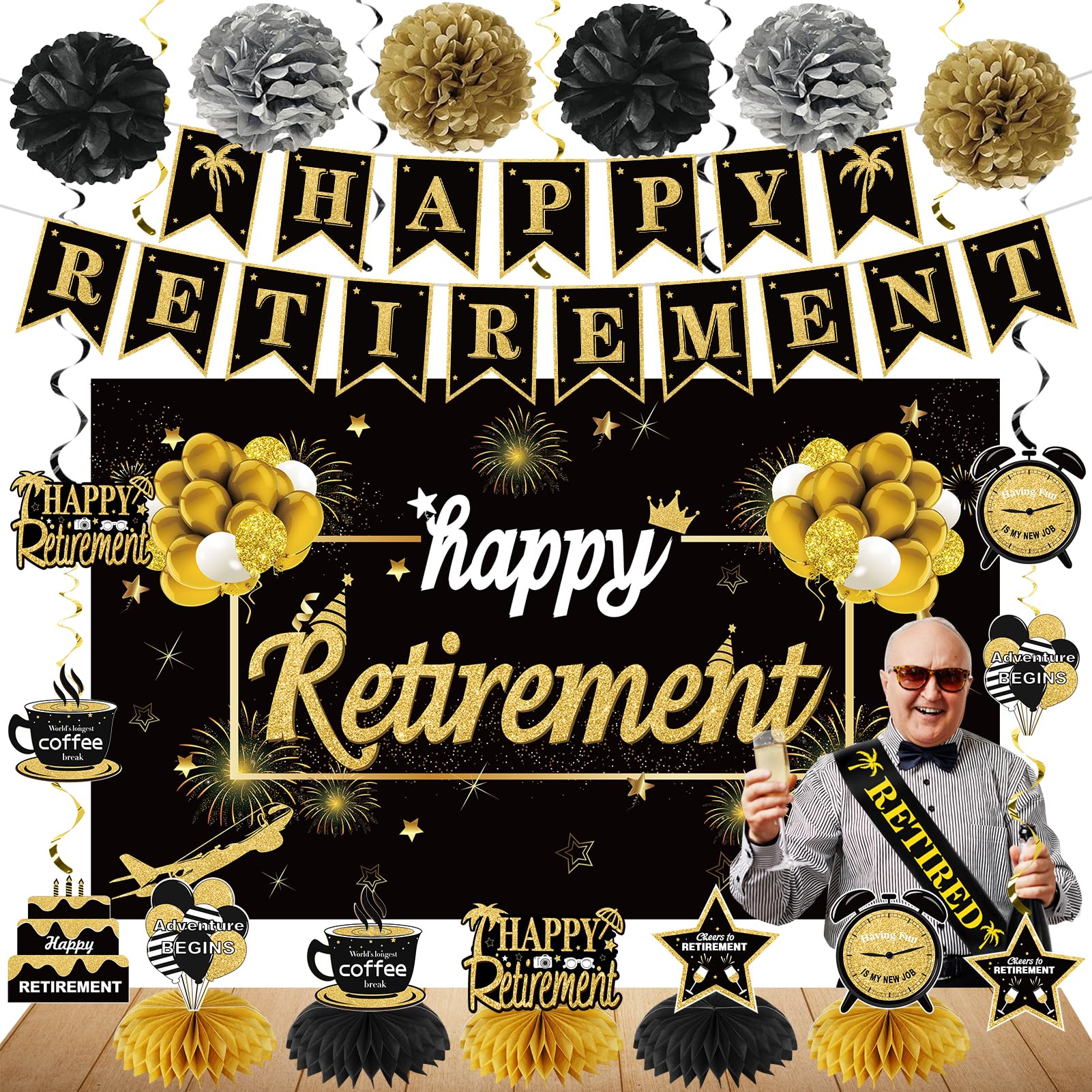 Amazon.com: 20PCS Happy Retirement Party Decorations Kit for Men Women ...