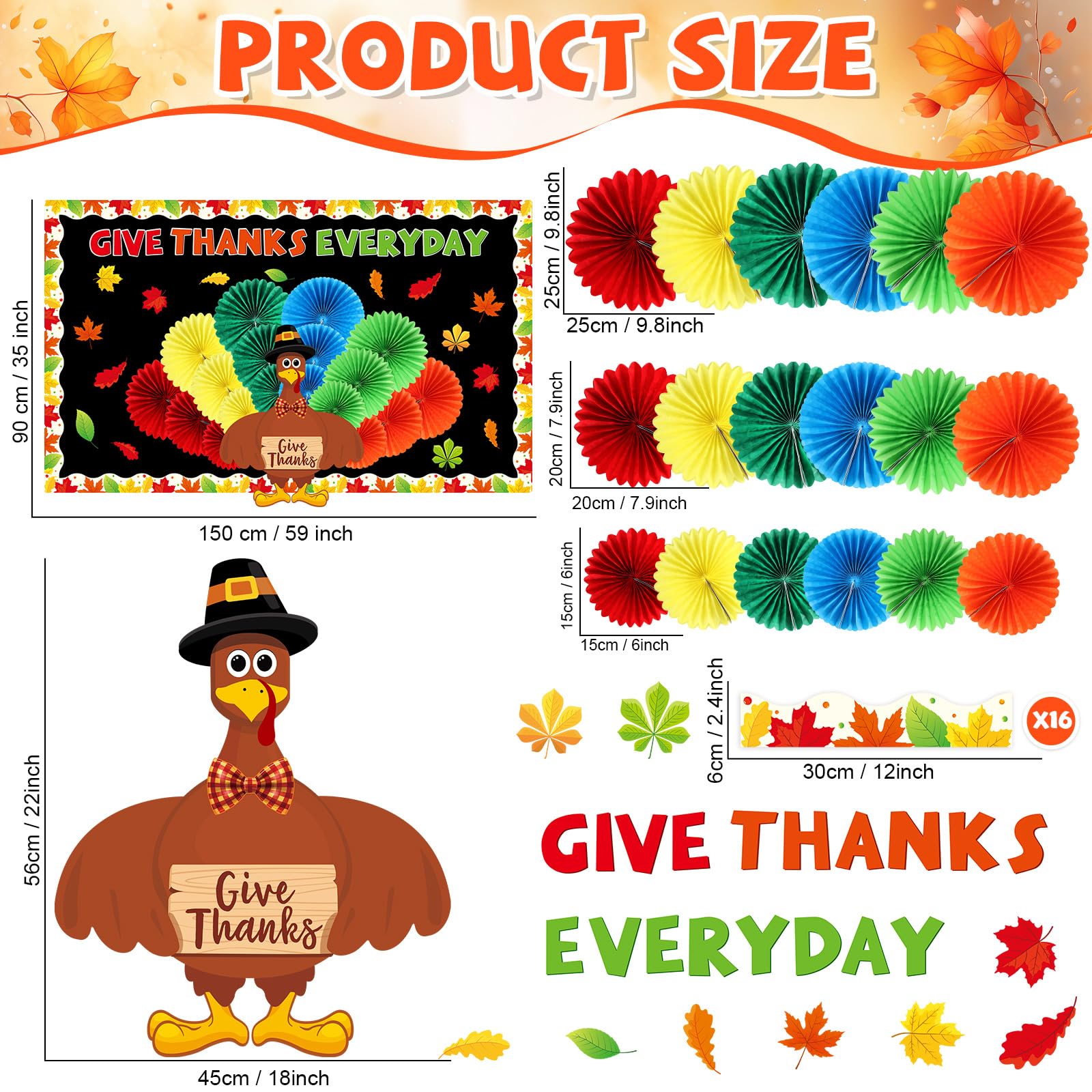 Snapklik.com : Thanksgiving Turkey Bulletin Board Decorations Set 3D ...