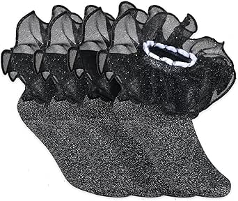 Amazon.com: Yepami 4 Pairs Girls Ruffle Socks Big and Shimmering Lace ...