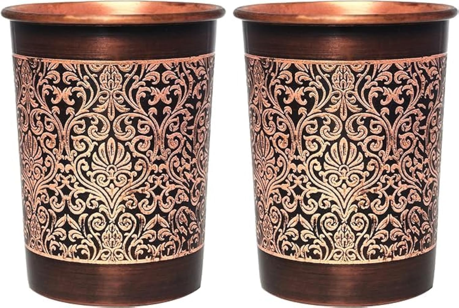 Copper Handmade Pure Copper Water Cups Indian Style Copper Set of 4 ...