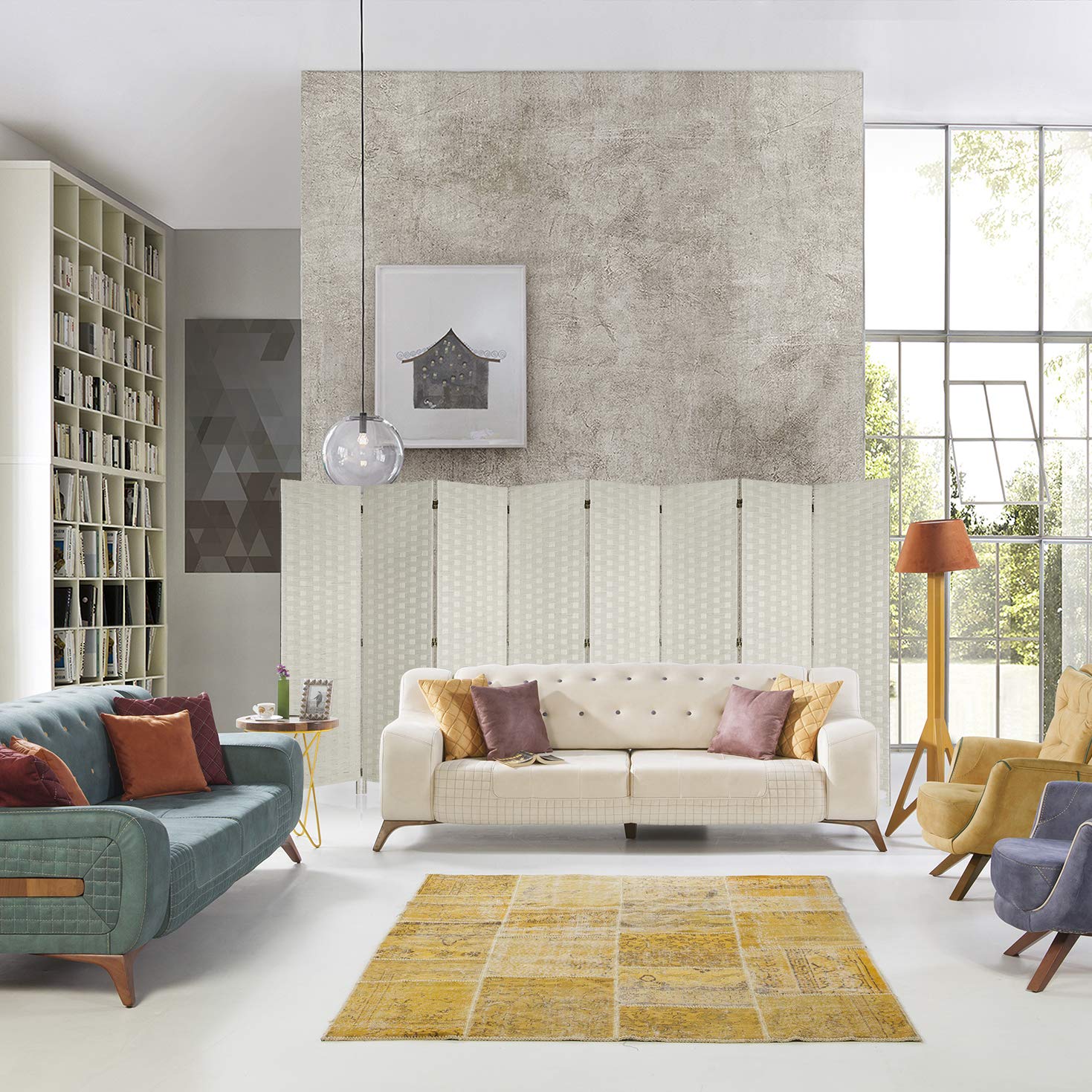 Buy 6ft. Tall- 16" Wide- Room Dividers Double Sided Woven Fiber ,Double ...