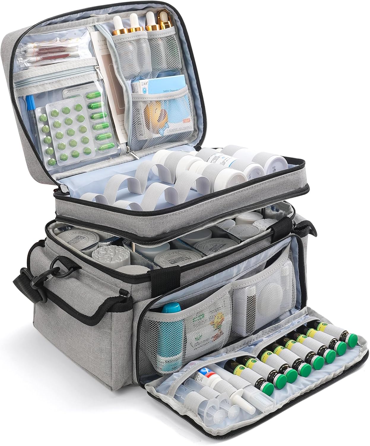 Amazon.com: Medicine Organizer with Adjustable Divider, Double-Layer ...
