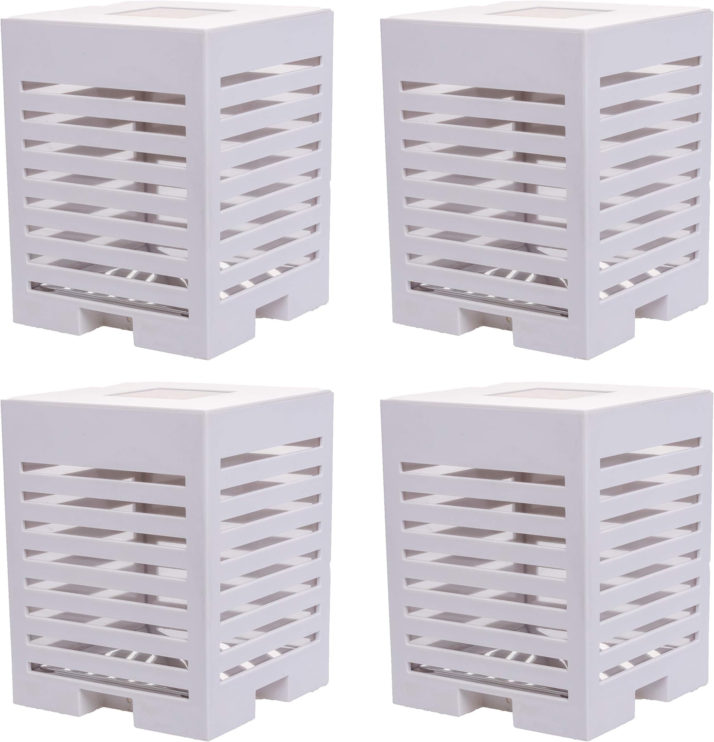 GreenLighting 4 Pack Modern Grooved Solar Powered LED Post Cap Light ...