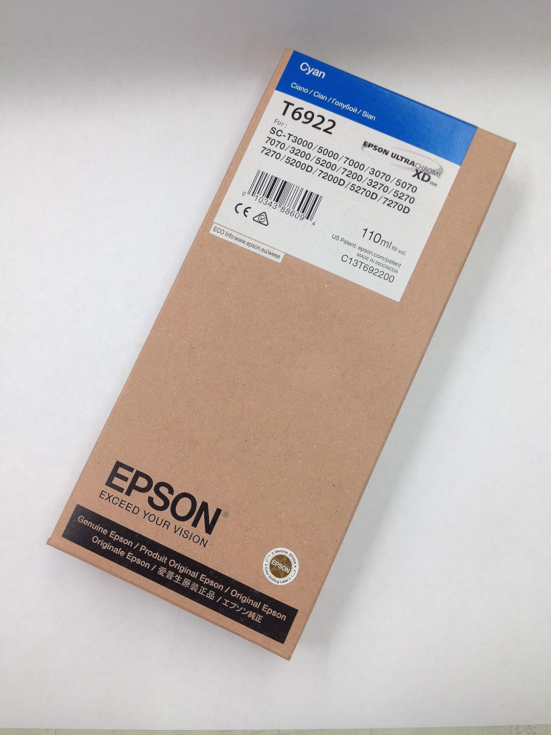 Epson T6922 110 ml UltraChrome XD Original Ink Cartridge, Cyan, Genuine ...