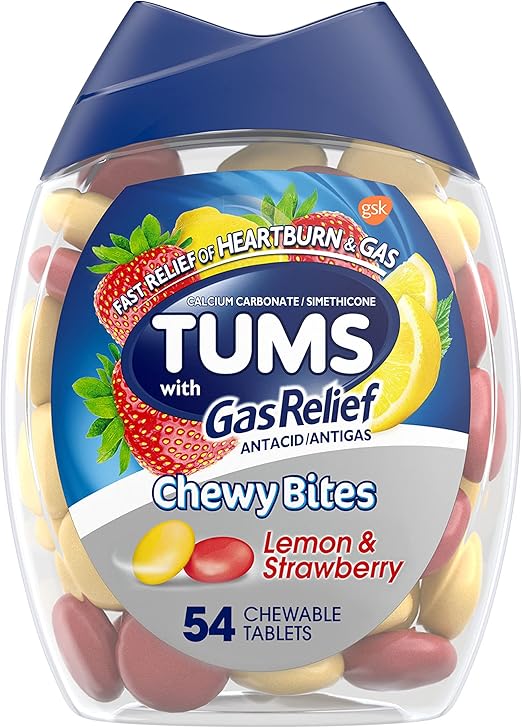 Amazon.com: TUMS Chewy Bites Chewable Antacid Tablets with Gas Relief ...