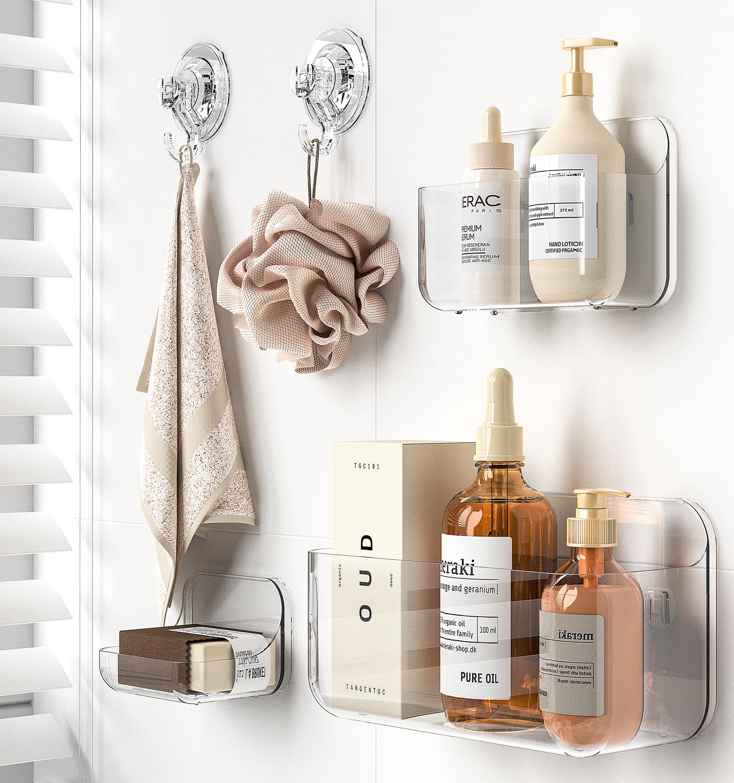 Amazon.com: JNDETOP Shower Shelves, 5 Pack Adhesive Clear Acrylic ...