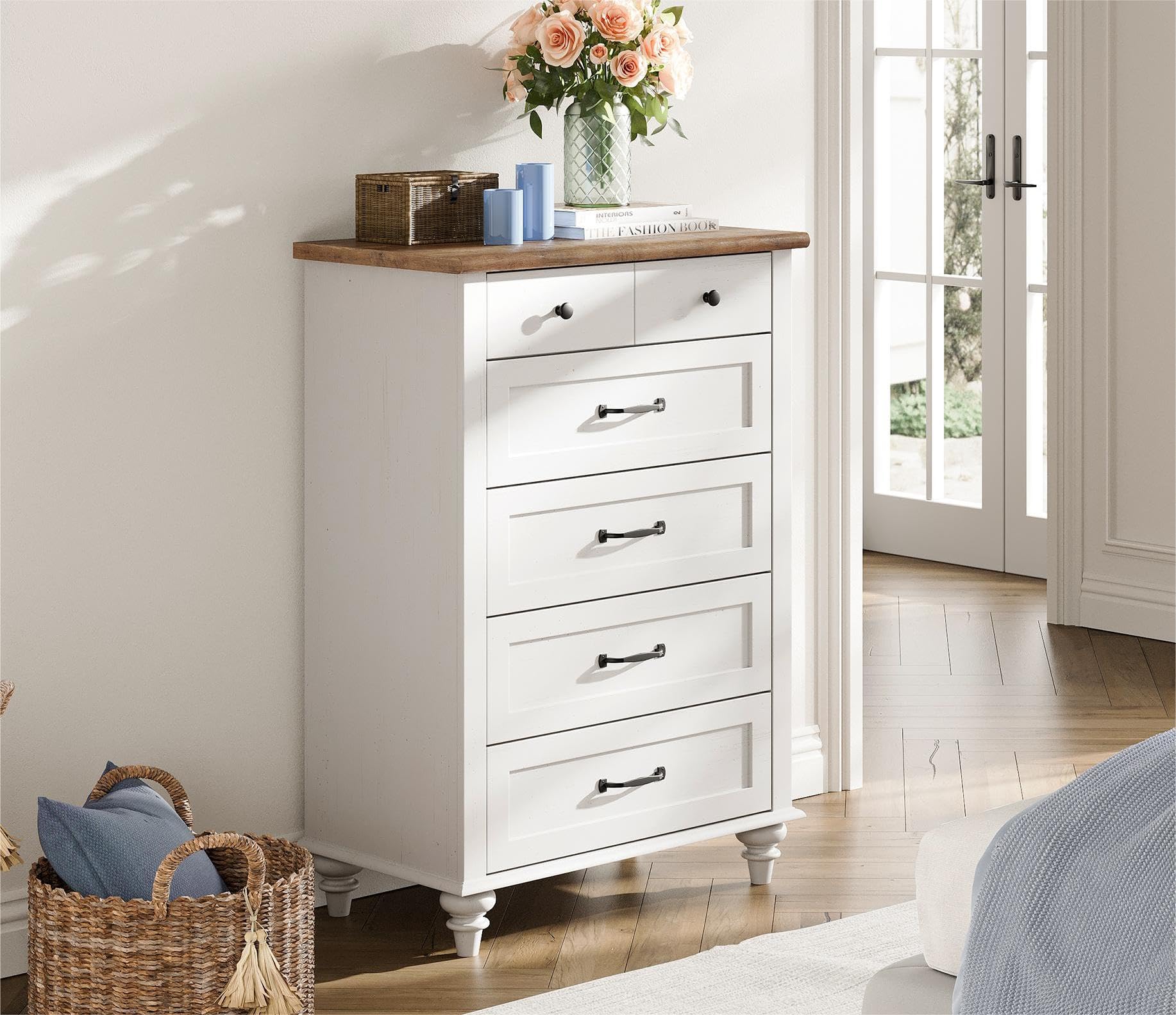 Amazon.com: WAMPAT Small White Dresser for Bedroom with 5 Drawers, Mid ...