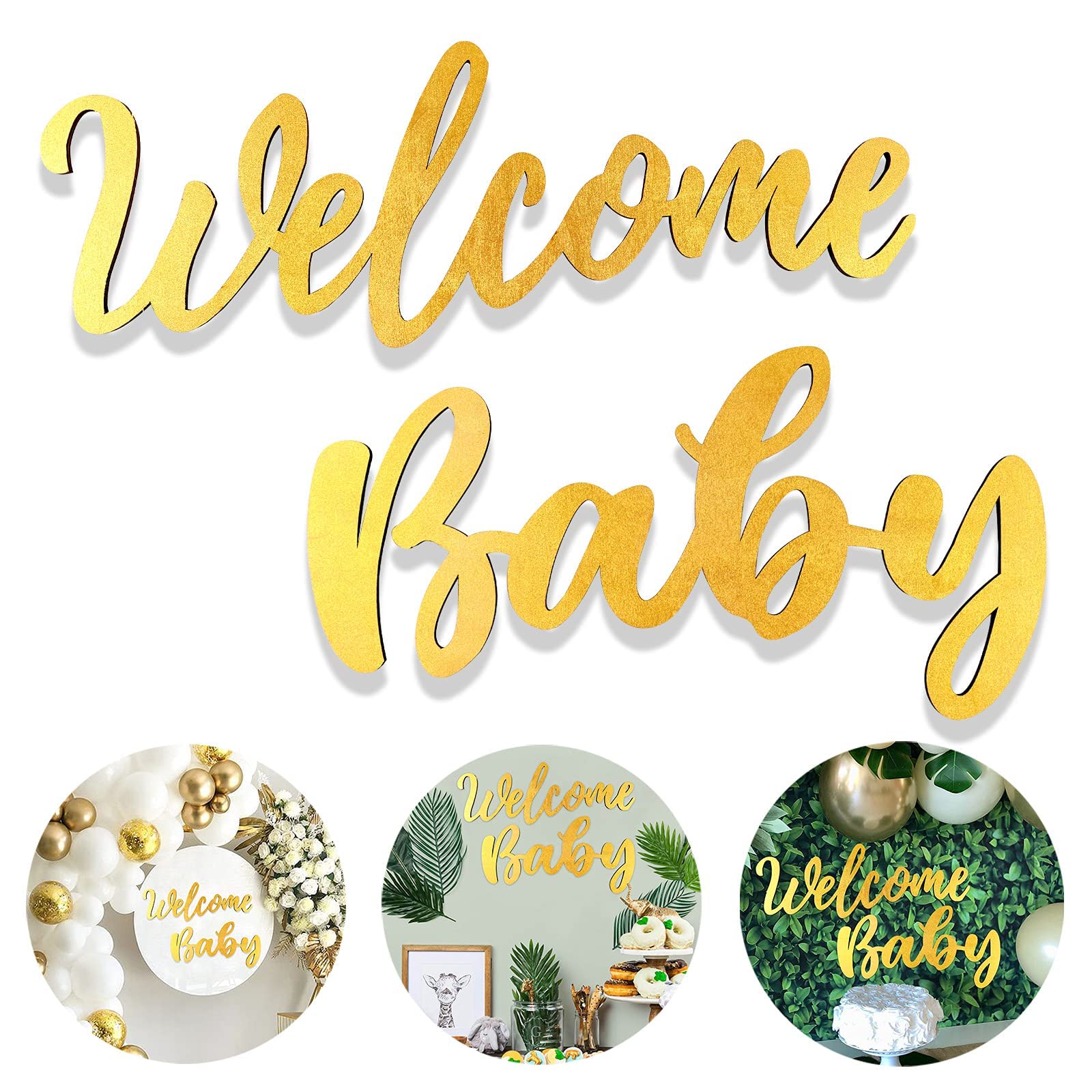 Buy Welcome Baby Golden Wooden Sign Perfect Baby Shower Party Banner buy-welcome-baby-golden-wooden-sign-perfect-baby-shower-party-banner