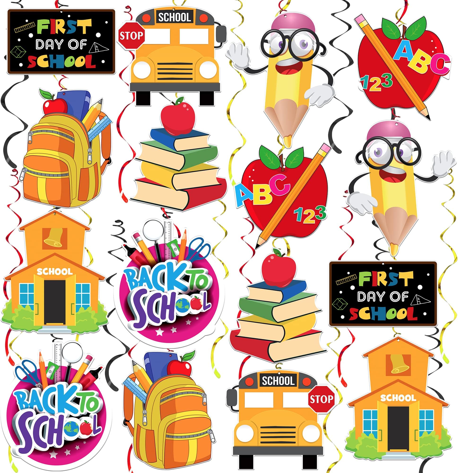 Amazon.com: Back To School Hanging Swirls Decorations 30 Pack First Day ...
