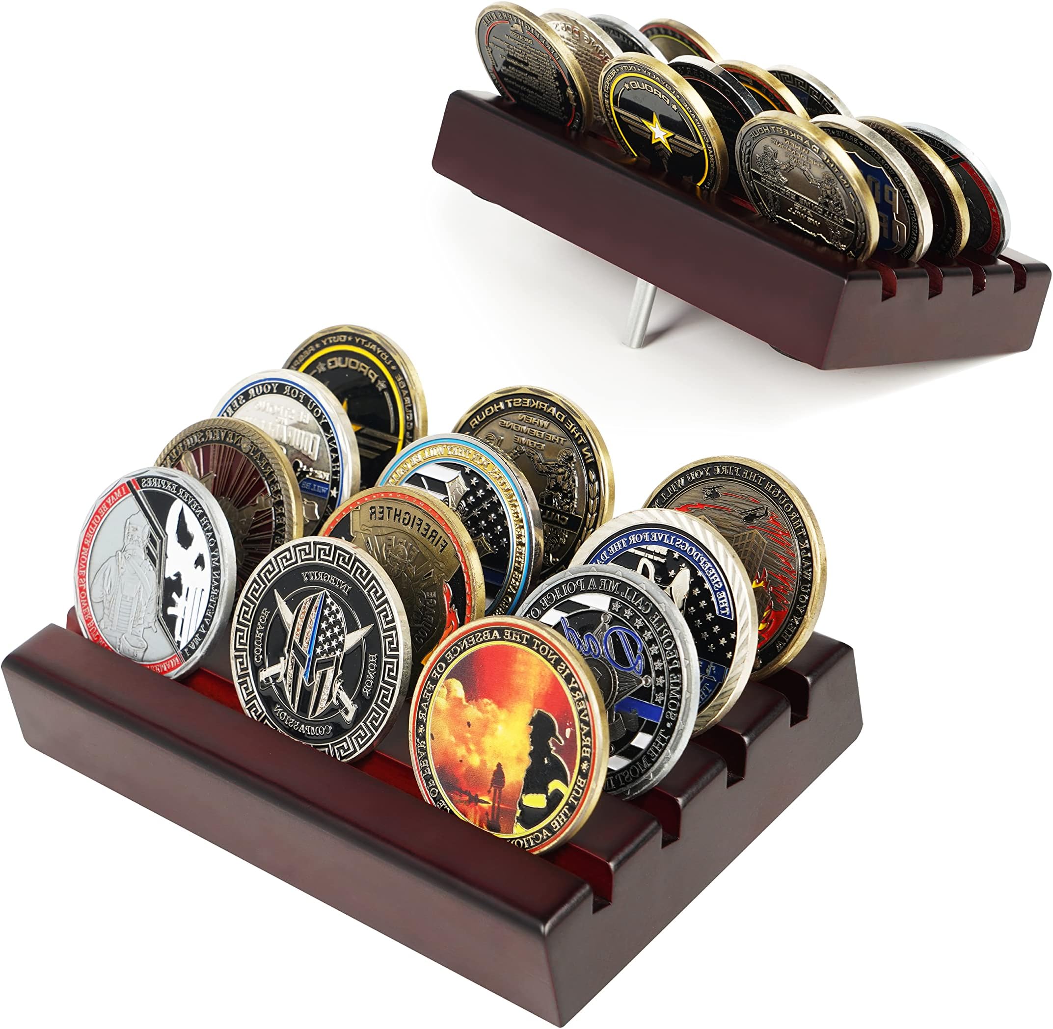 Amazon.com: 2 Row Challenge Coin Holder - Military Coin Display Stand ...