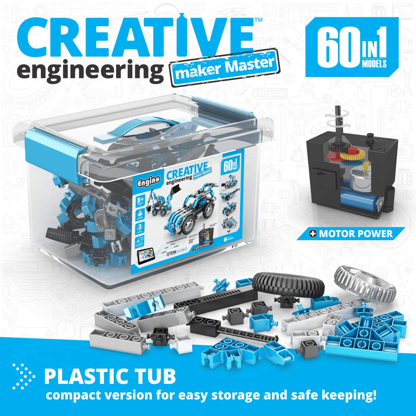 Engino Toys - Creative Engineering Maker Master 60 Motorized Models Set ...