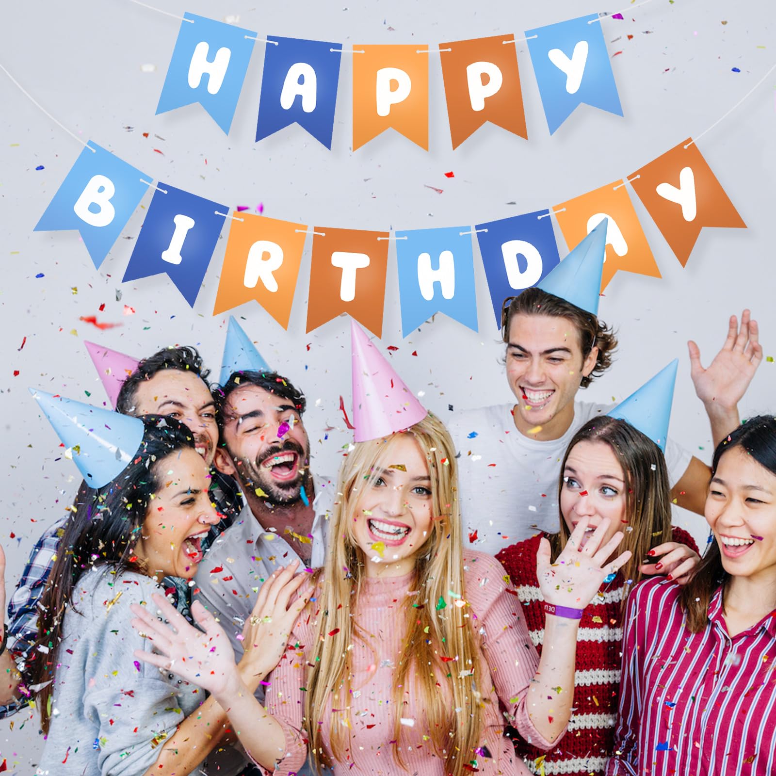 Snapklik.com : Blue And Orange Birthday Banner, Blue Orange Happy ...