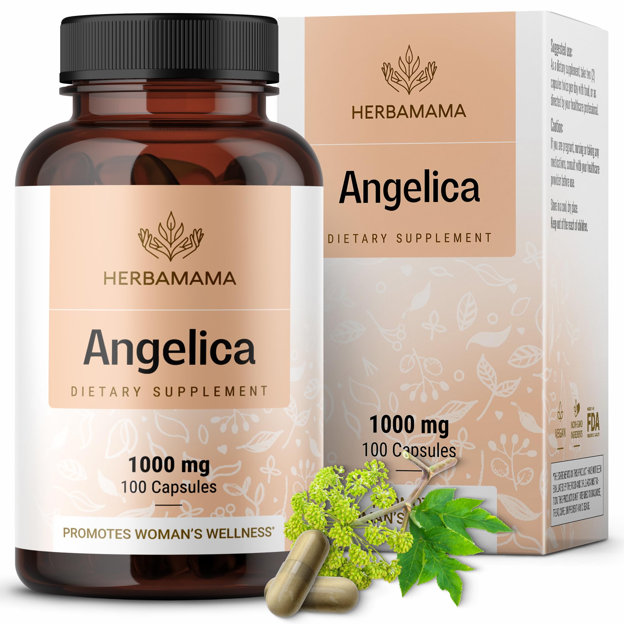 Amazon.com: HERBAMAMA Dong Quai Supplement - 1000mg Angelica Root for ...