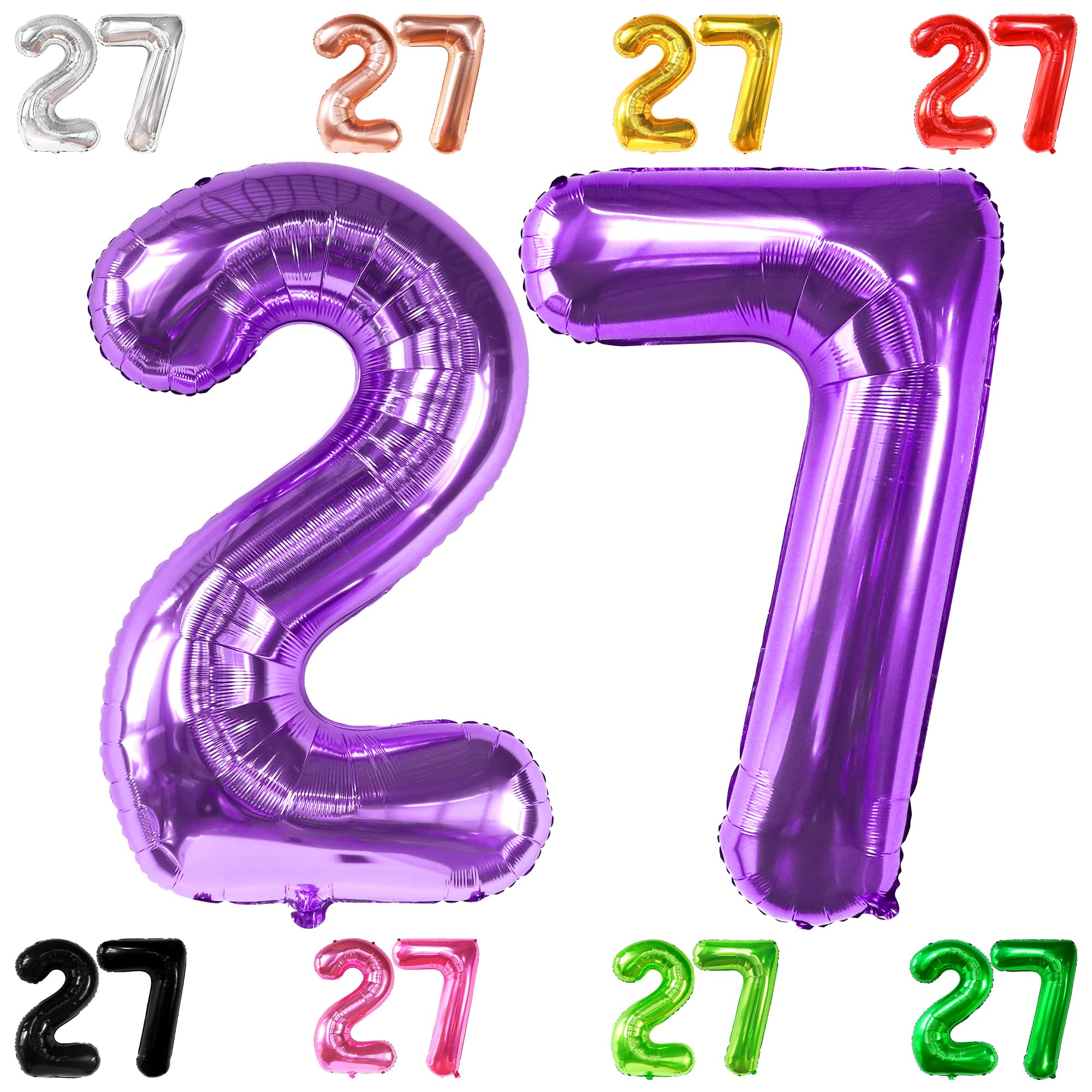 Amazon.com: KatchOn, Huge Purple 27 Balloon Numbers - 40 Inch | 27 ...