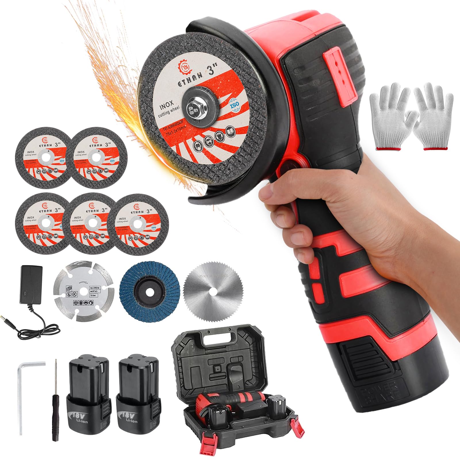 Cordless Mini Angle Grinder Kit, 16.8V 19500RPM Electric Angle Grinding ...