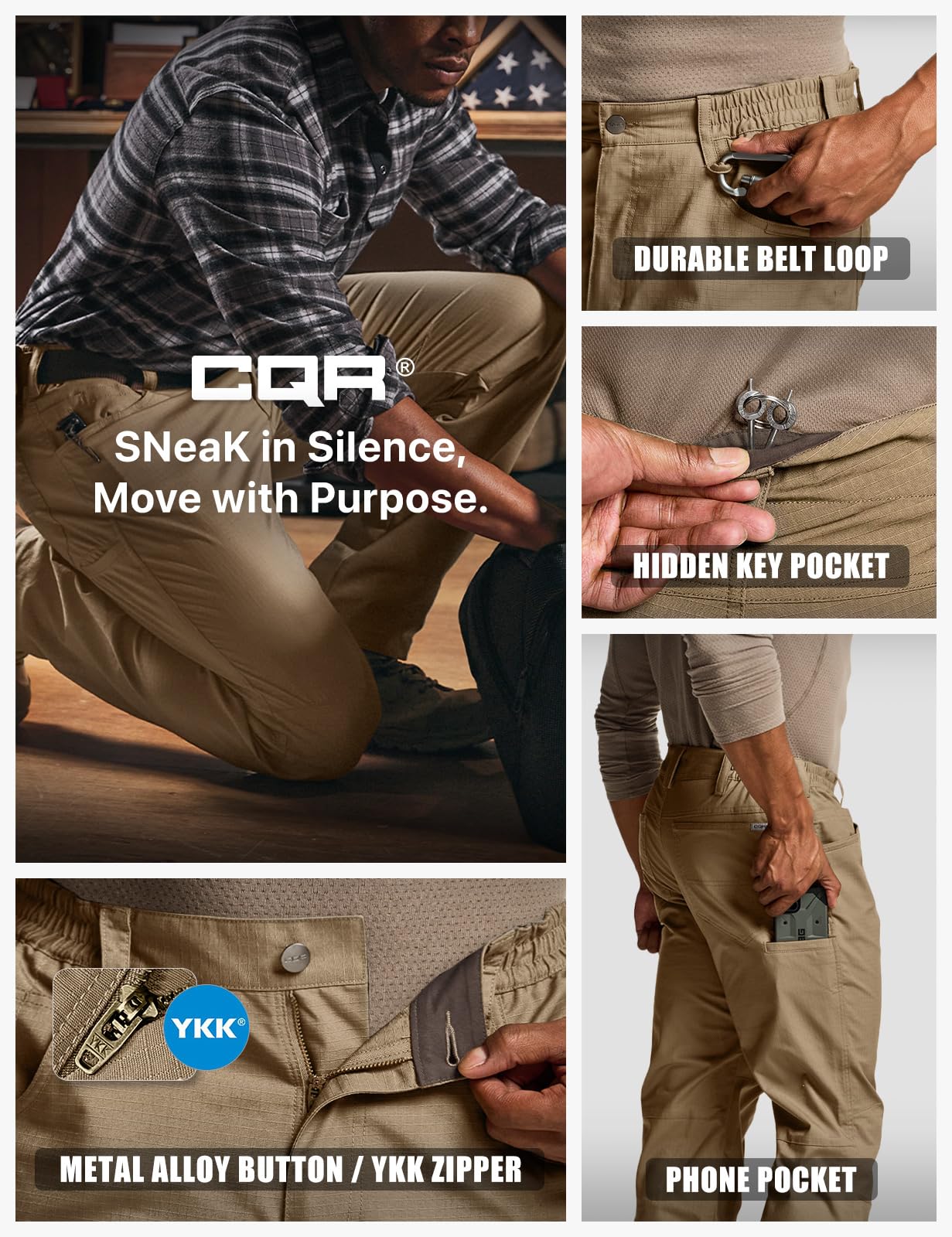 Snapklik.com : Mens Flex Stretch Tactical Pants, Water Resistant ...