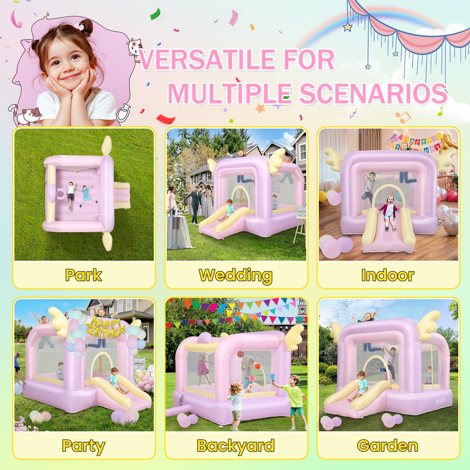Snapklik.com : AKEYDIY Inflatable Bounce House For Kids, 106 X 85 X 80 ...