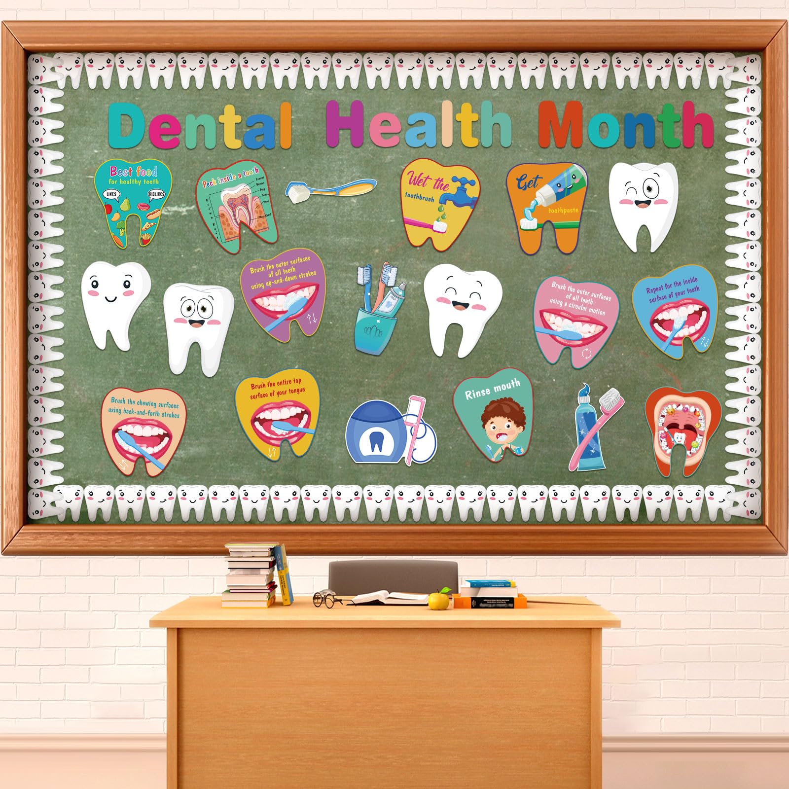 Amazon.com : Watersay 60 Pcs Dental Health Month Bulletin Board ...