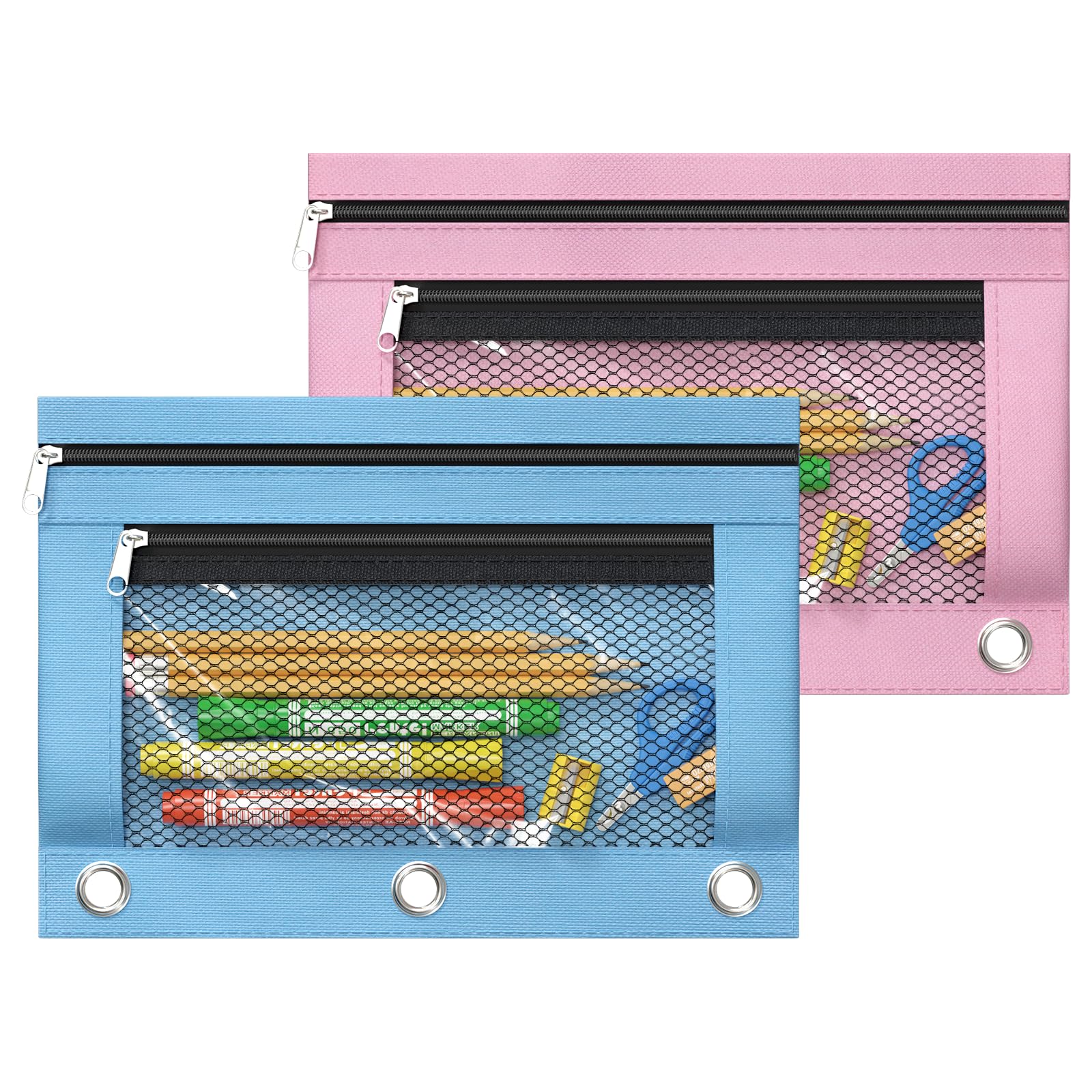 Amazon.com : QSSRWNAO 2 Pack Pencil Pouch for 3 Ring Binder,Binder ...