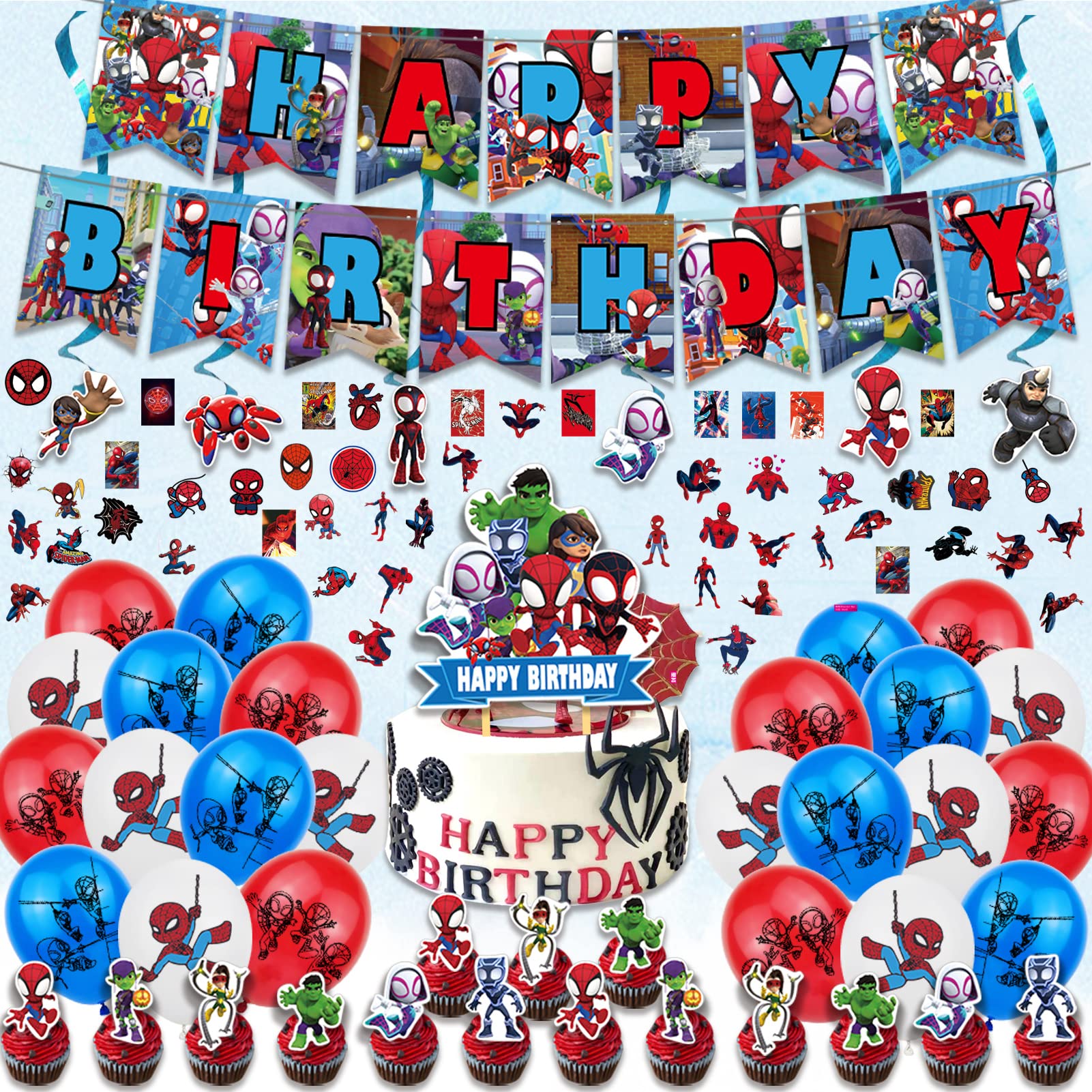 106 Pcs Spidey Party Decorations Supplies Birthday Party Supplies For ...
