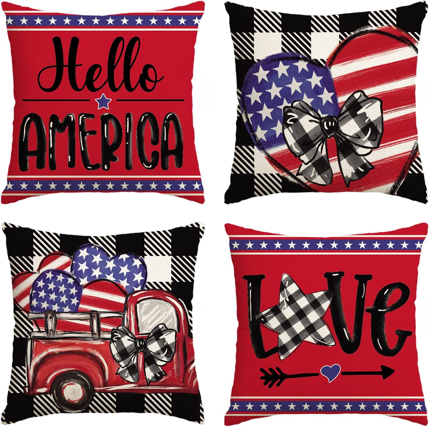 Amazon.com: AVOIN colorlife Hello America Love Truck Heart Throw Pillow ...