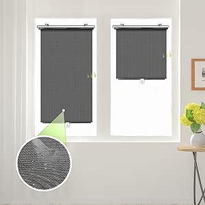 Pysrych No-Drilling Blackout Blind Shade with 3 Suction Cups, Temporary Portable Roller Window ...