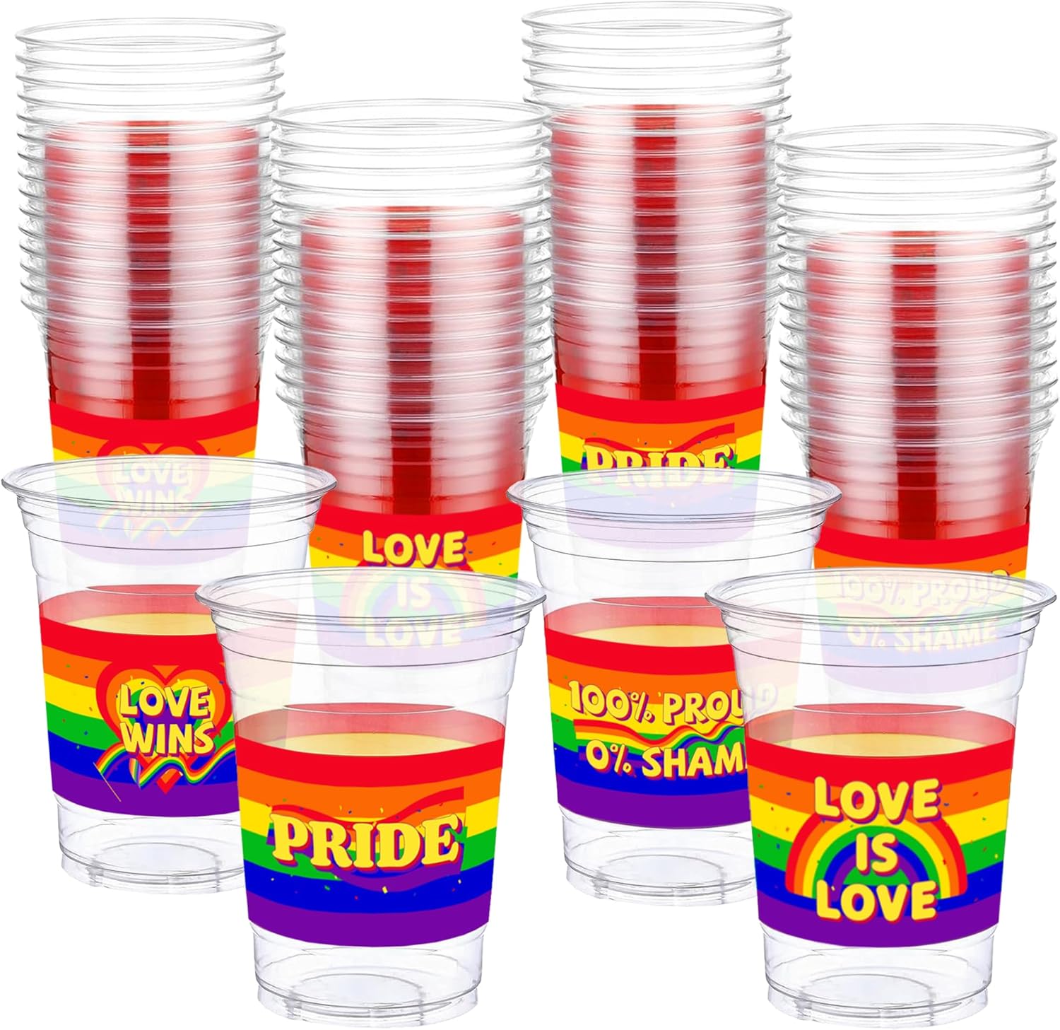 Amazon.com: Pride Decorations,50 Pack Pride Plastic Cups 16oz Pride Disposable Cups Plastic ...