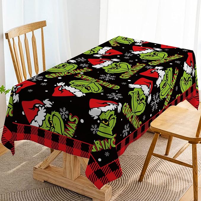 Amazon.com: Hafangry Green Christmas Tablecloth Merry Xmas Winter ...