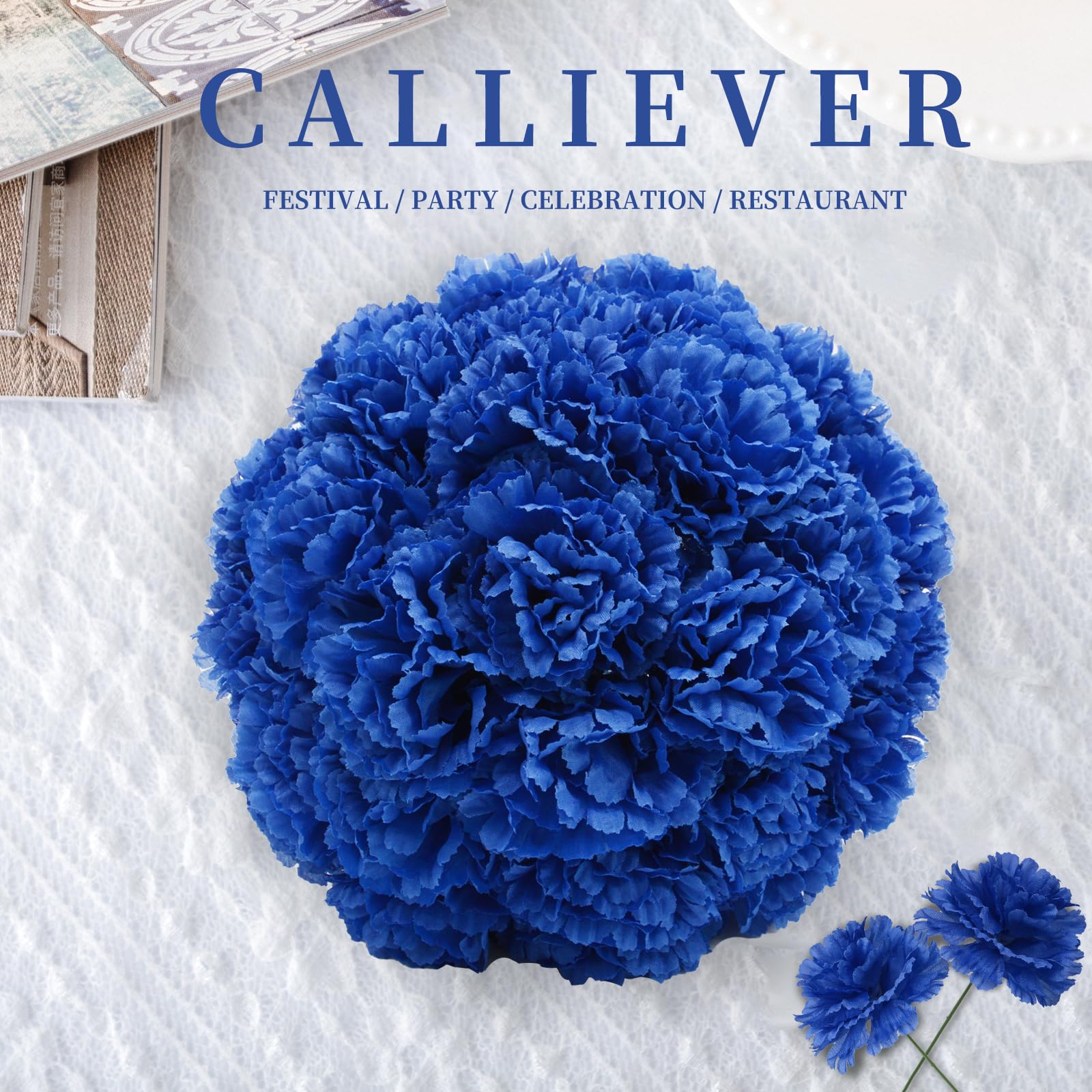 Arreglos Florales De Clavel Azul 50 Uds. De Flores Artificiales De