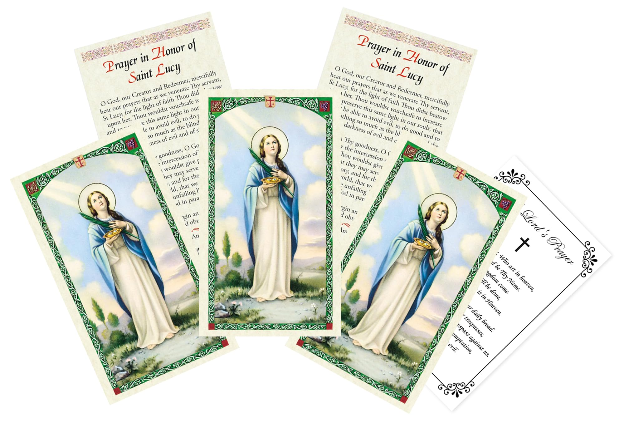 Buy St Lucy Healing Prayer Card - with The Lord's Prayer Card - 5 ...