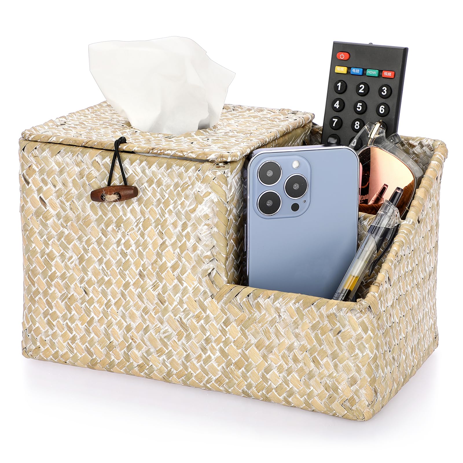 Amazon.com: Sumnacon Tissue Box Cover-Square Woven Tissue Box Organizer ...