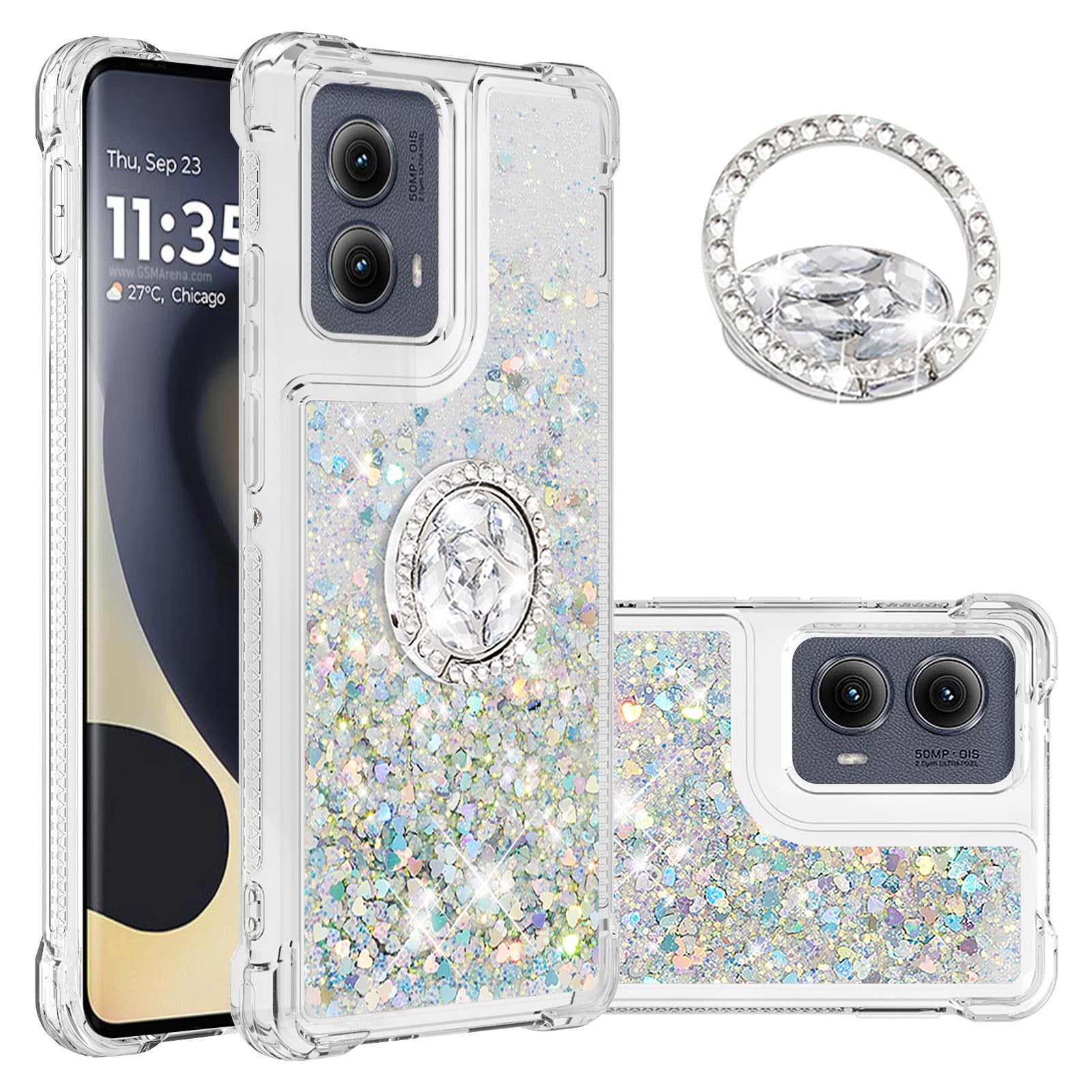 Amazon.com: LEMAXELERS Glitter Case for Motorola Moto Edge 2024 5G for ...