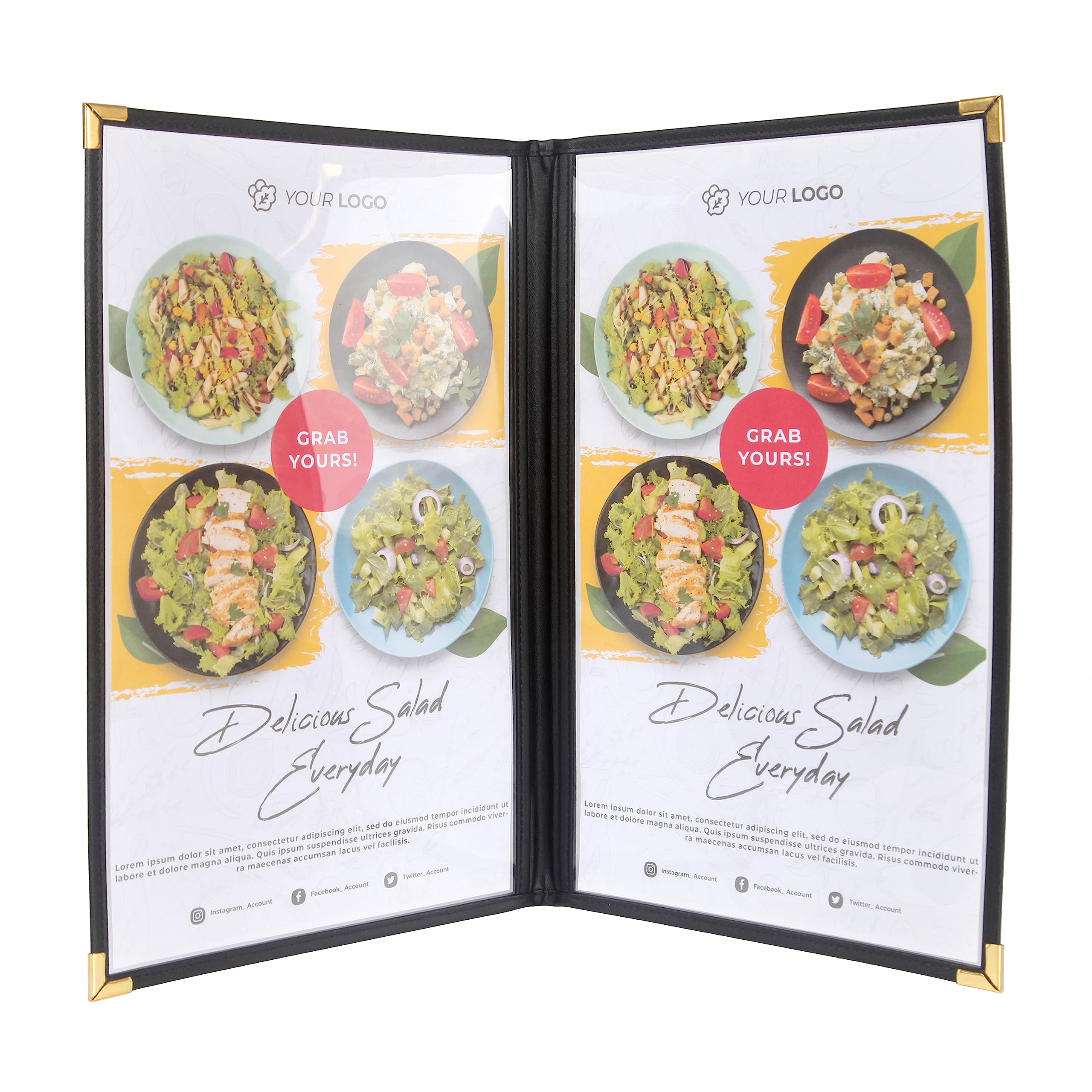 Amazon.com: Ylittaa Menu Covers/Booklet, Double Pages, 2 Pockets, 4 ...