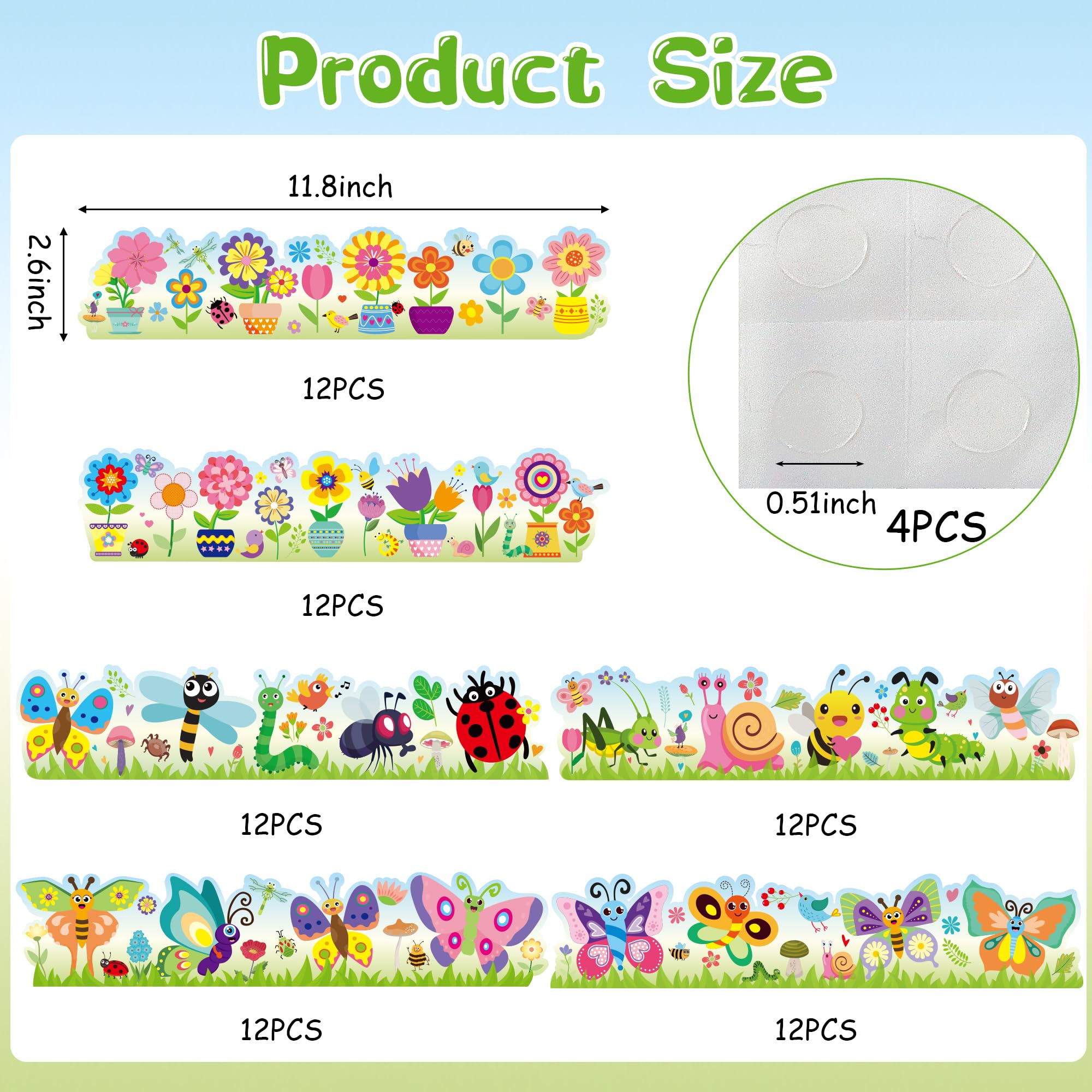 Snapklik.com : 72Pcs Hello Spring Bulletin Board Borders Set Colorful ...